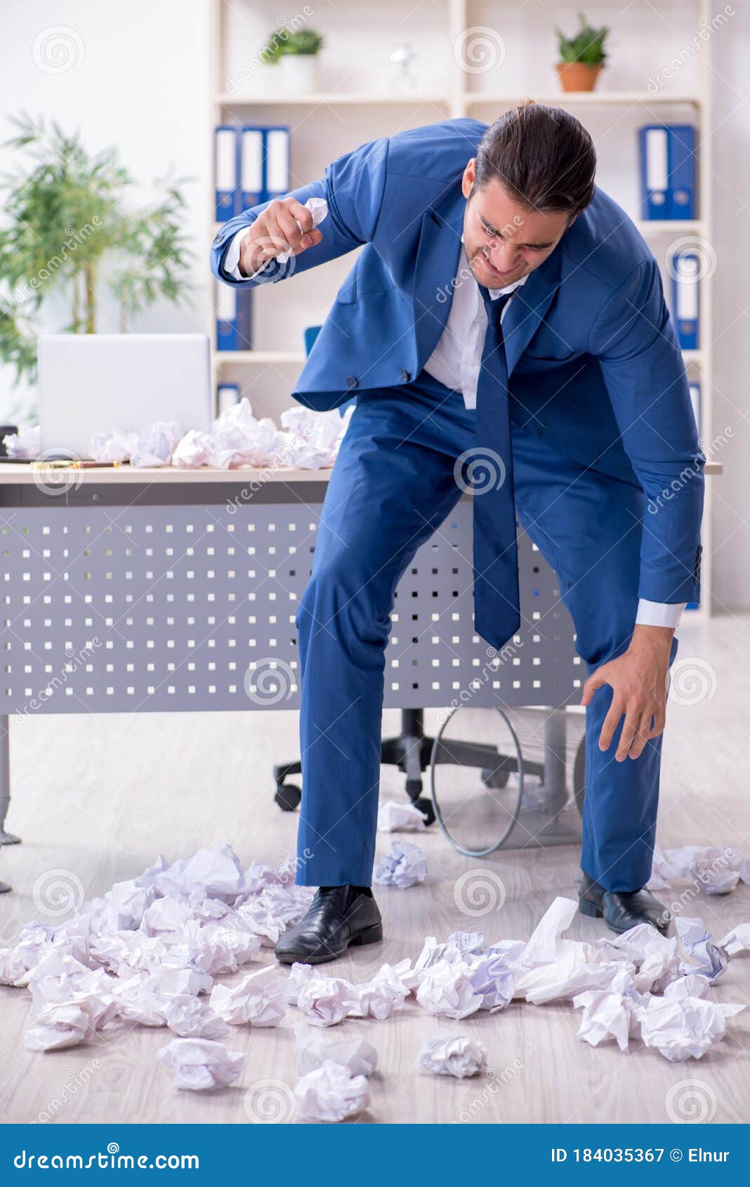 Businessman Rejecting New Ideas with Lots of Papers Stock Image - Image ...