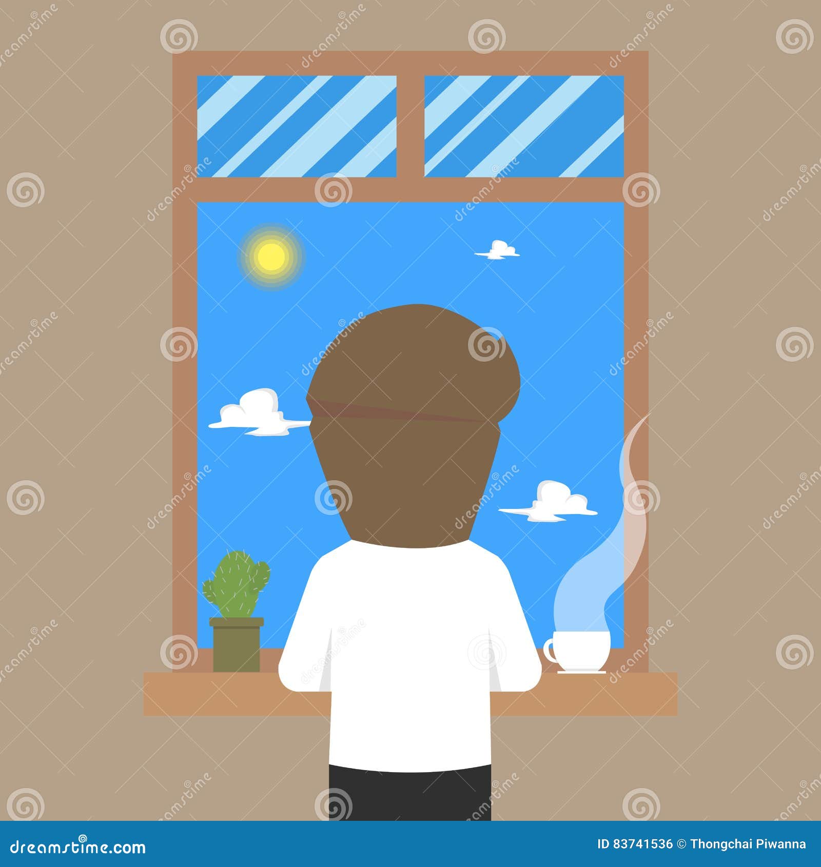 Businessman Relax with Coffee by the Window Stock Vector - Illustration ...