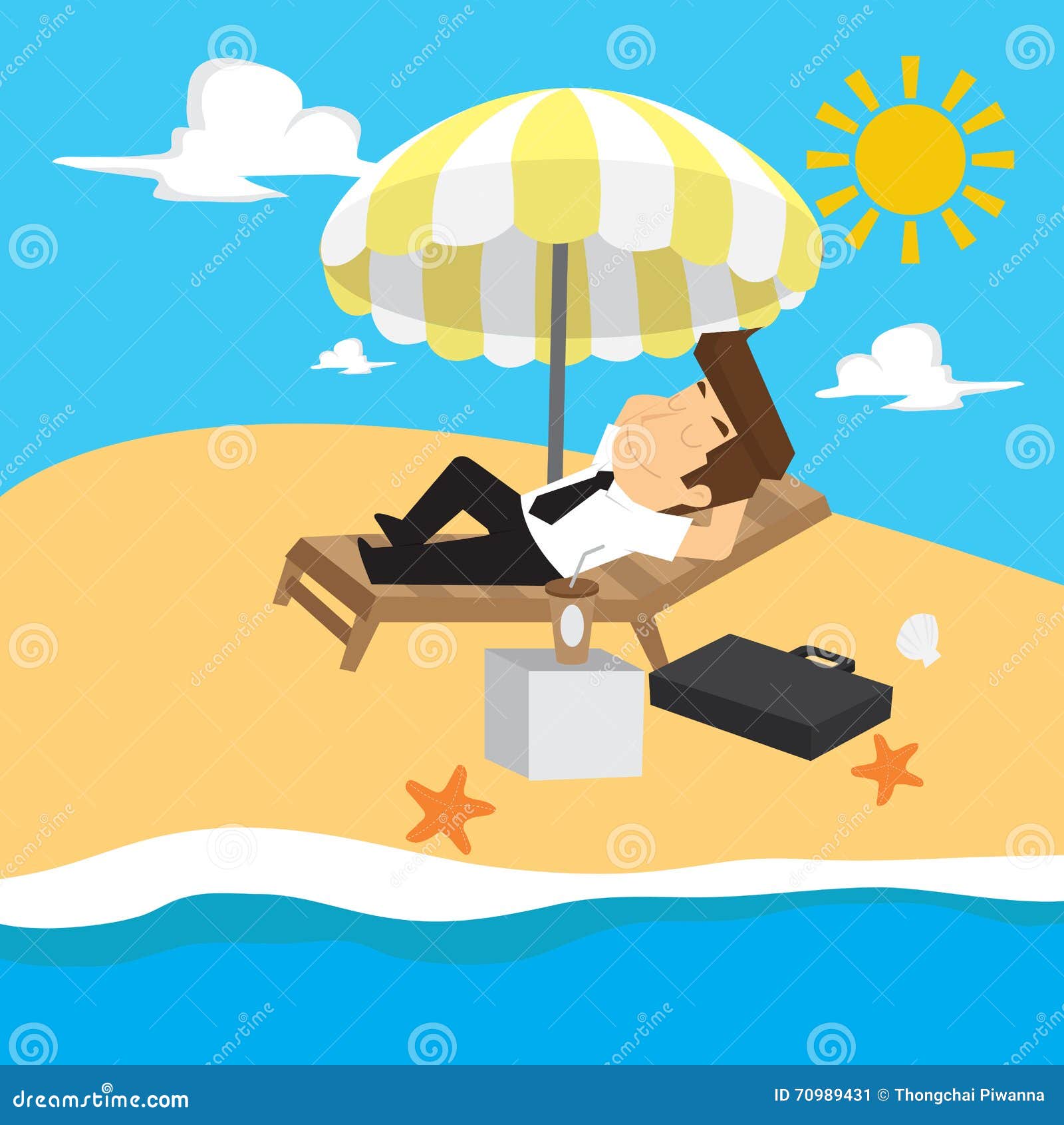 Businessman Relax in the Vacation Stock Vector - Illustration of ...