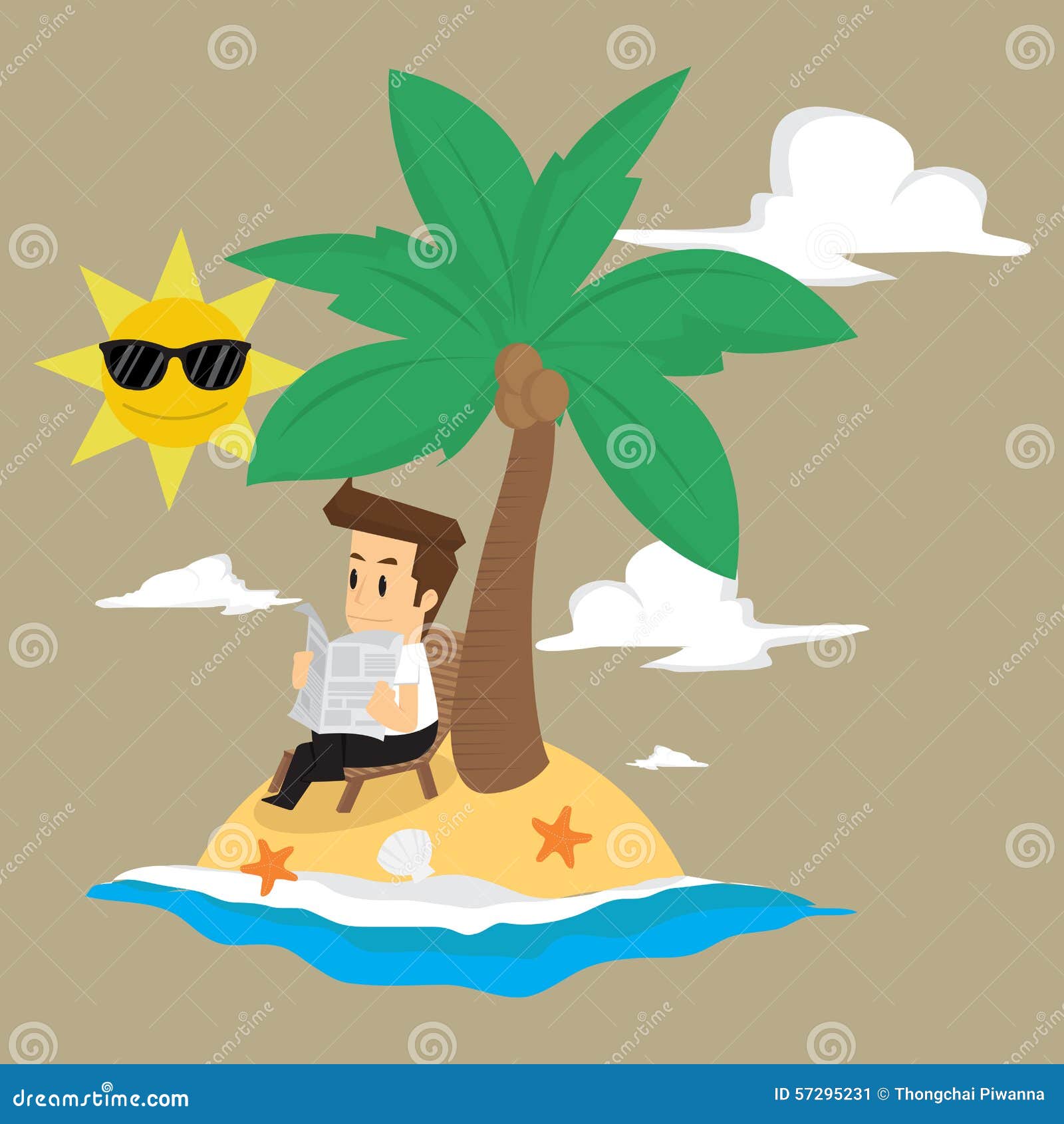 Businessman Relax in the Vacation Stock Vector - Illustration of ideas ...