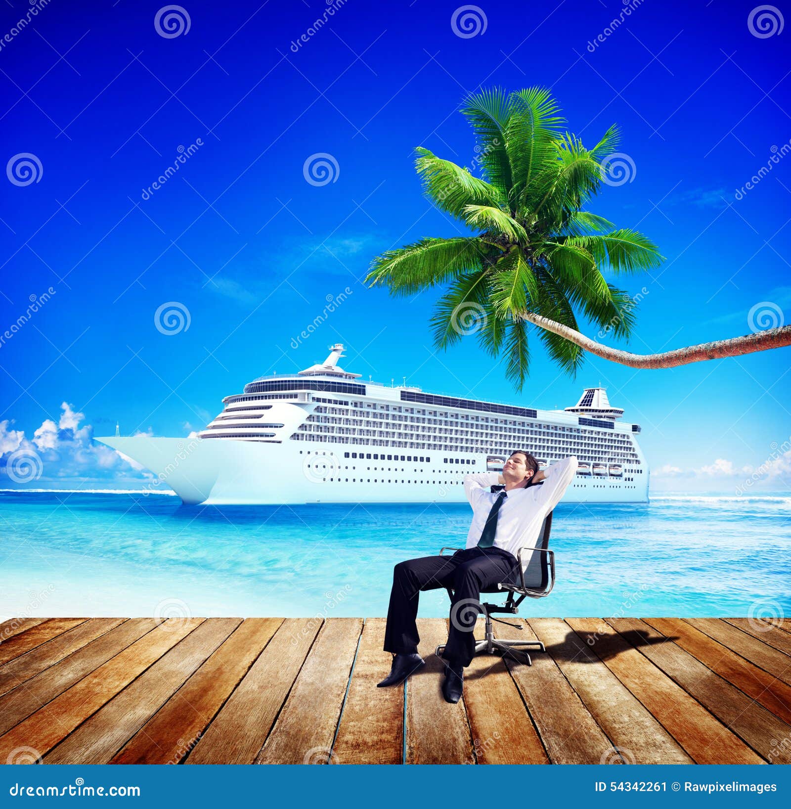 Businessman Relaxing Rest Beach Ocean Vacation Concept Stock Image ...