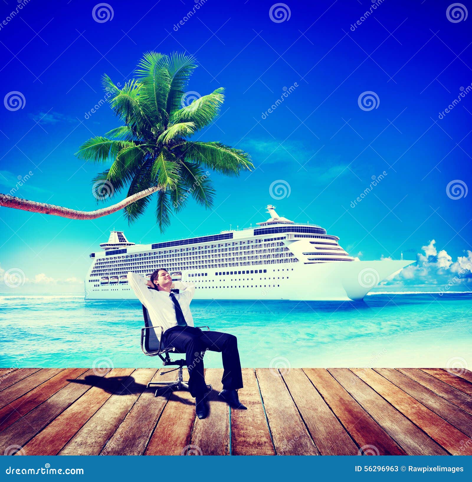 Businessman Relaxing Rest Beach Ocean Vacation Concept Stock ...