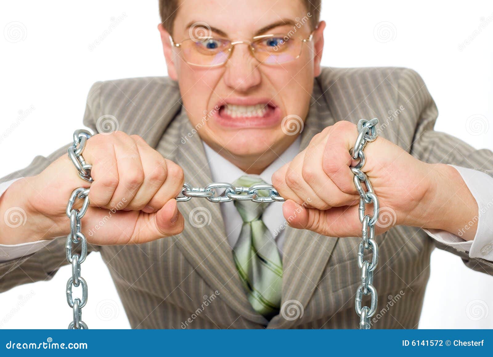 Businessman Rending the Chain Stock Photo - Image of metal, expression ...