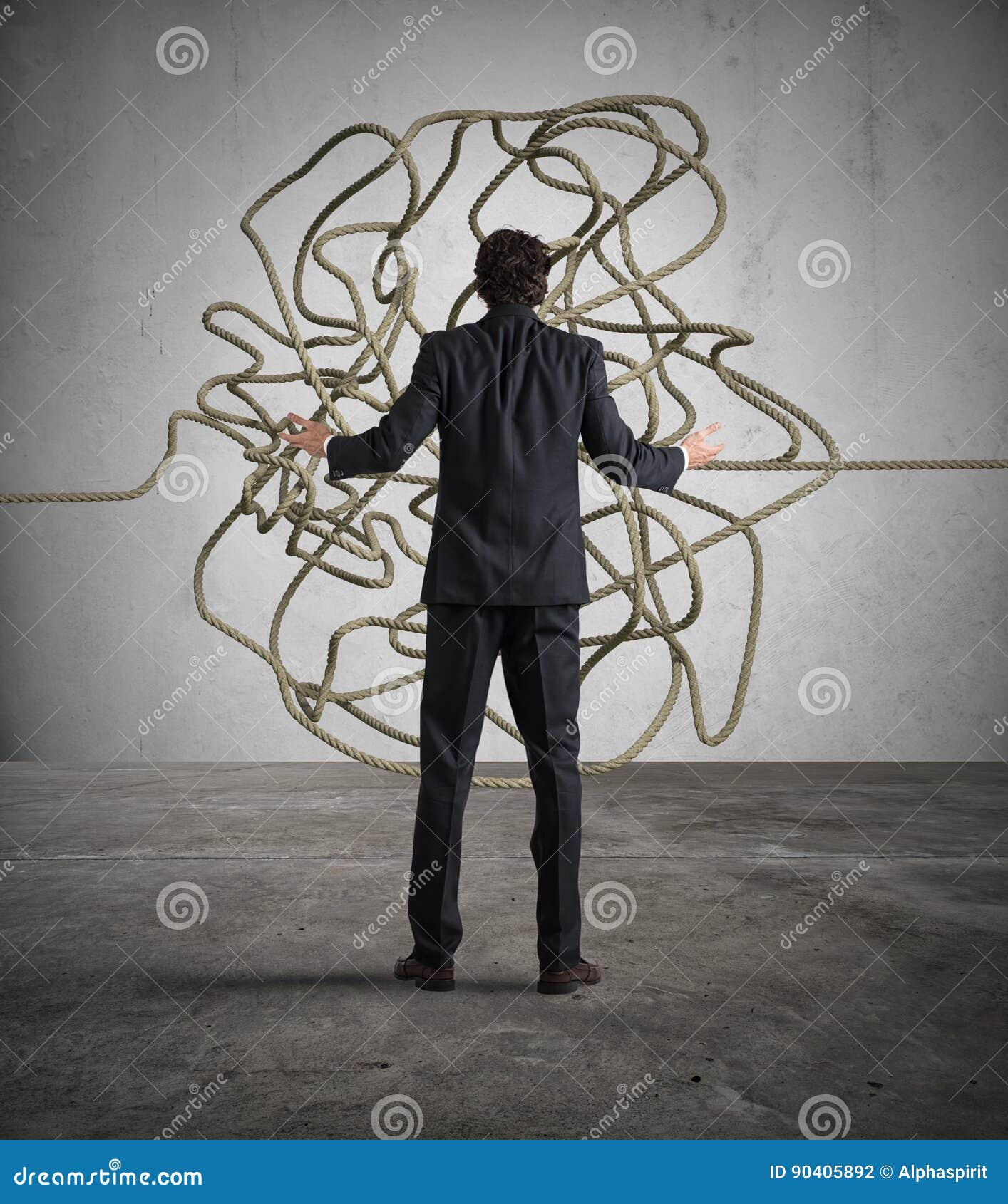 Businessman Resolves the Tangle Stock Photo - Image of maze ...