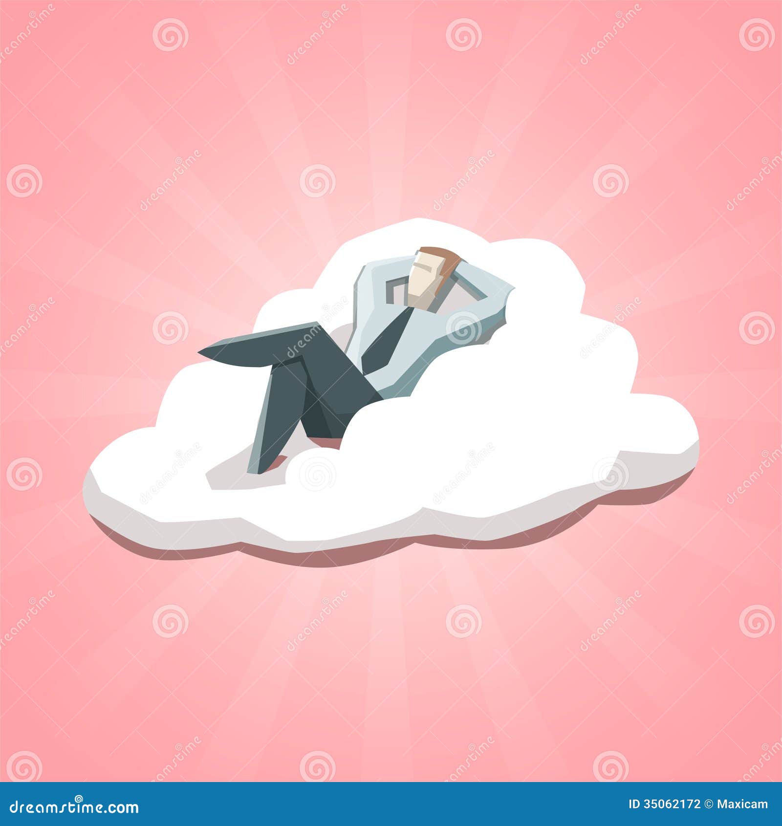 Businessman Resting on a Cloud Stock Vector - Illustration of cheerful ...