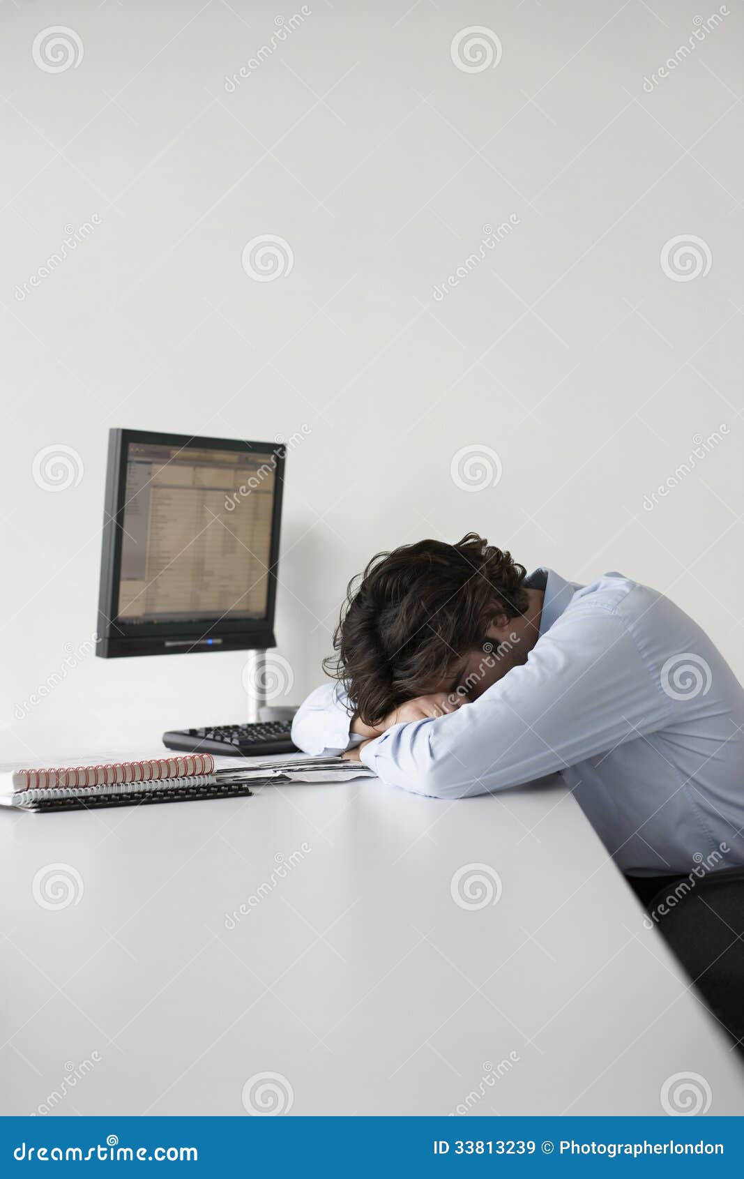 Businessman Resting at Office Desk Stock Image - Image of desk ...