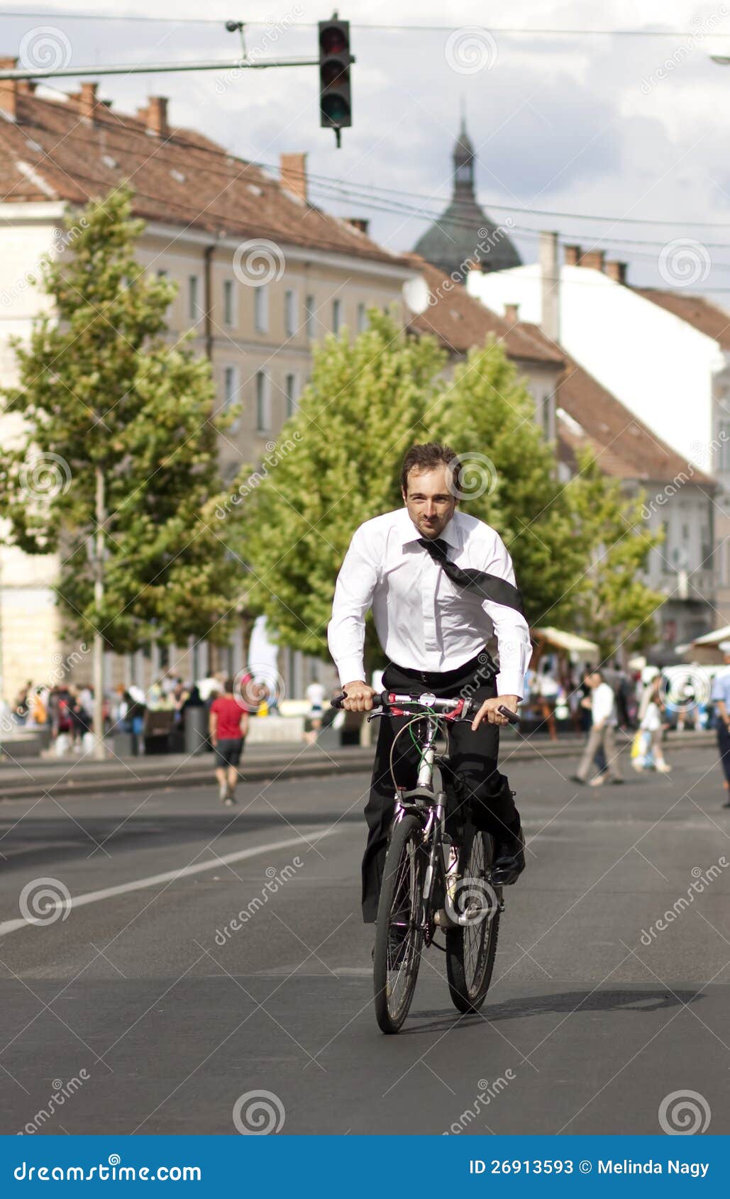 Businessman Riding a Bicycle in the City Stock Image - Image of ...