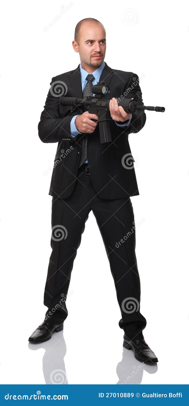 Businessman with rifle stock image. Image of security - 27010889