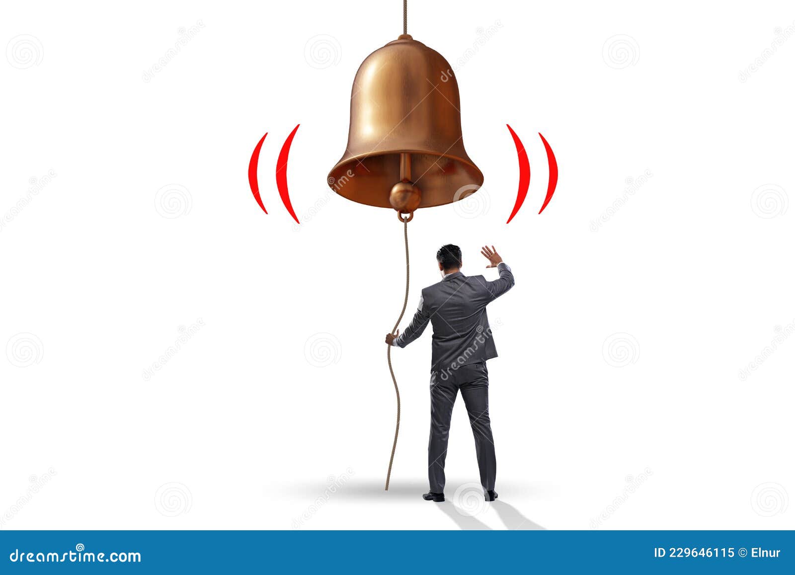 Businessman Ringing the Bell in Case of Danger Stock Image - Image of ...