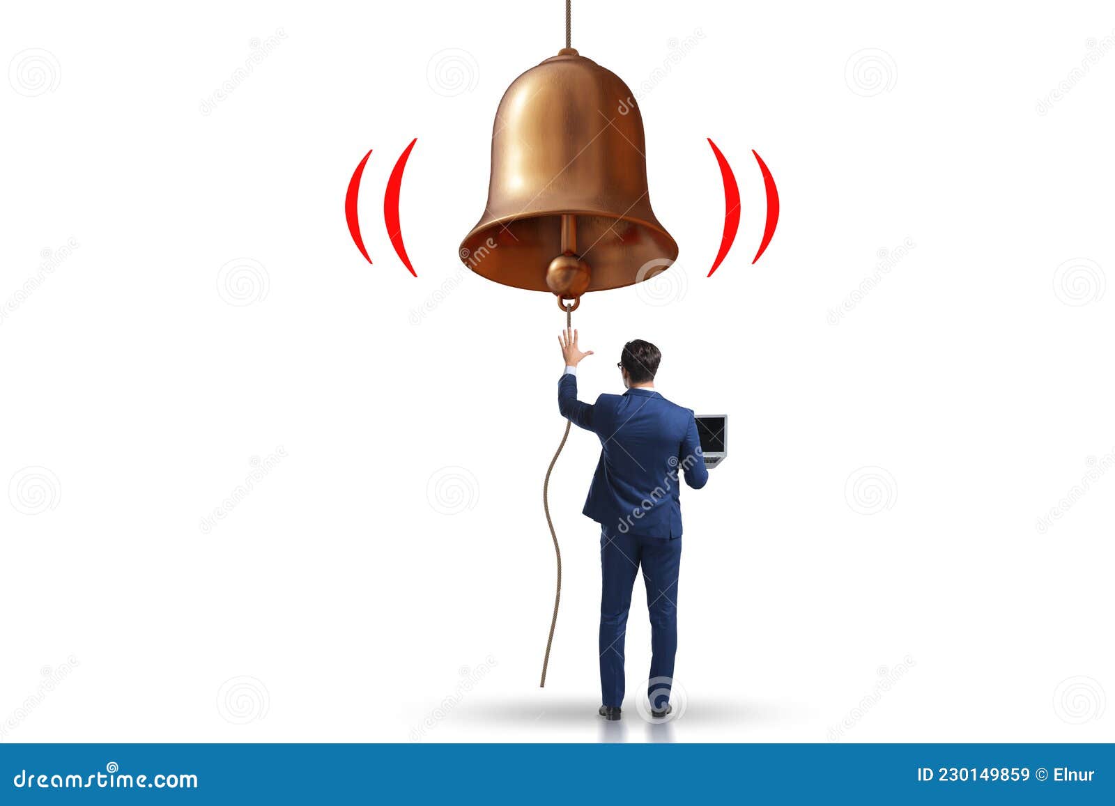 Businessman Ringing the Bell in Case of Danger Stock Illustration ...