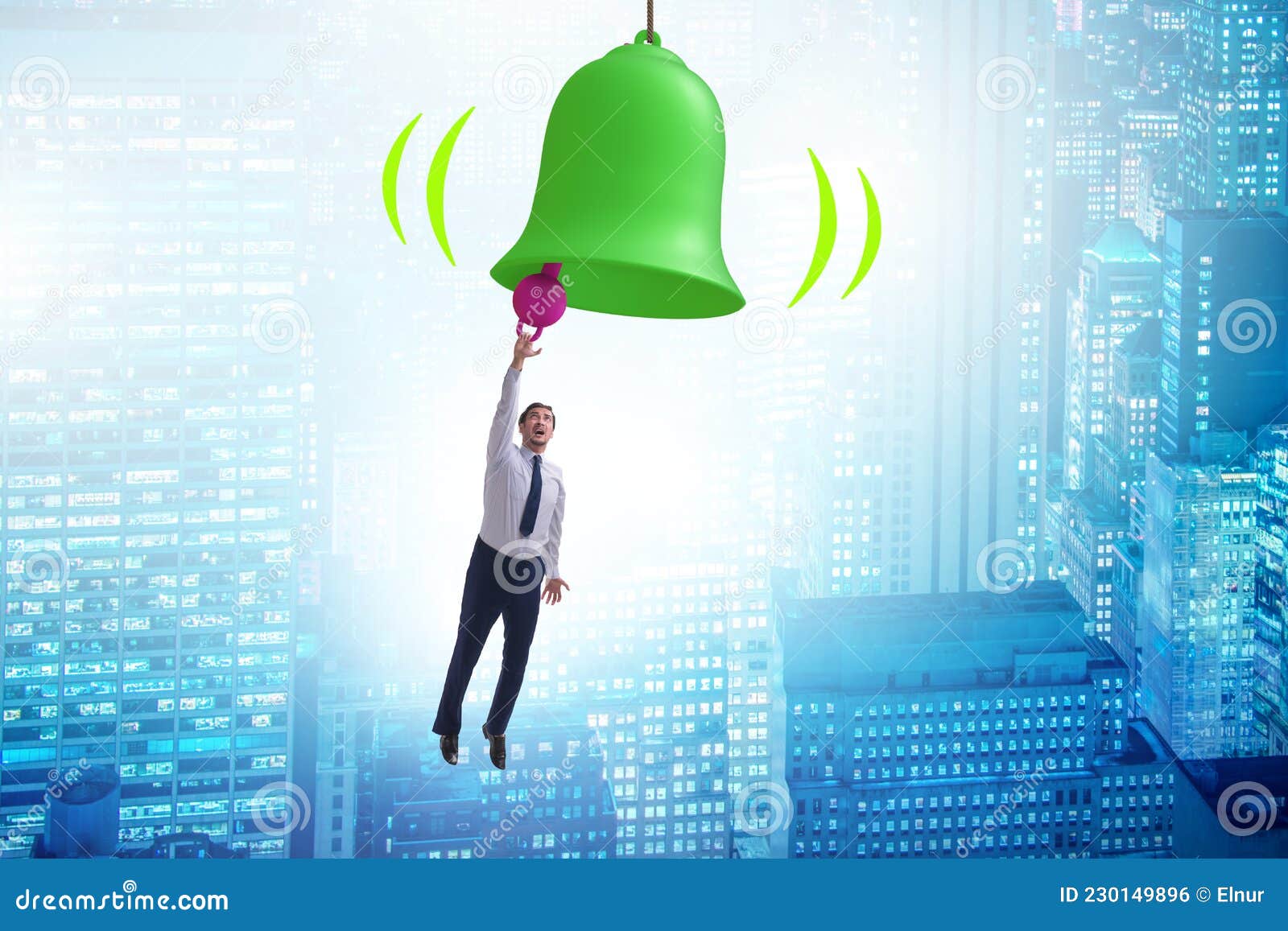 Businessman Ringing the Bell in Case of Danger Stock Illustration ...