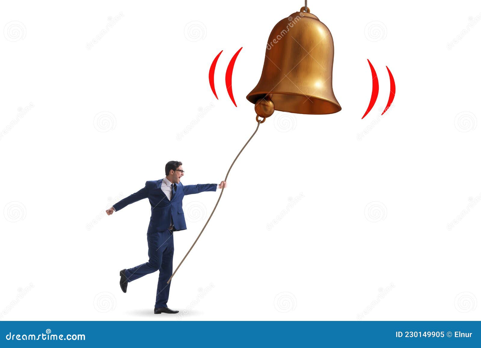 Businessman Ringing the Bell in Case of Danger Stock Illustration ...