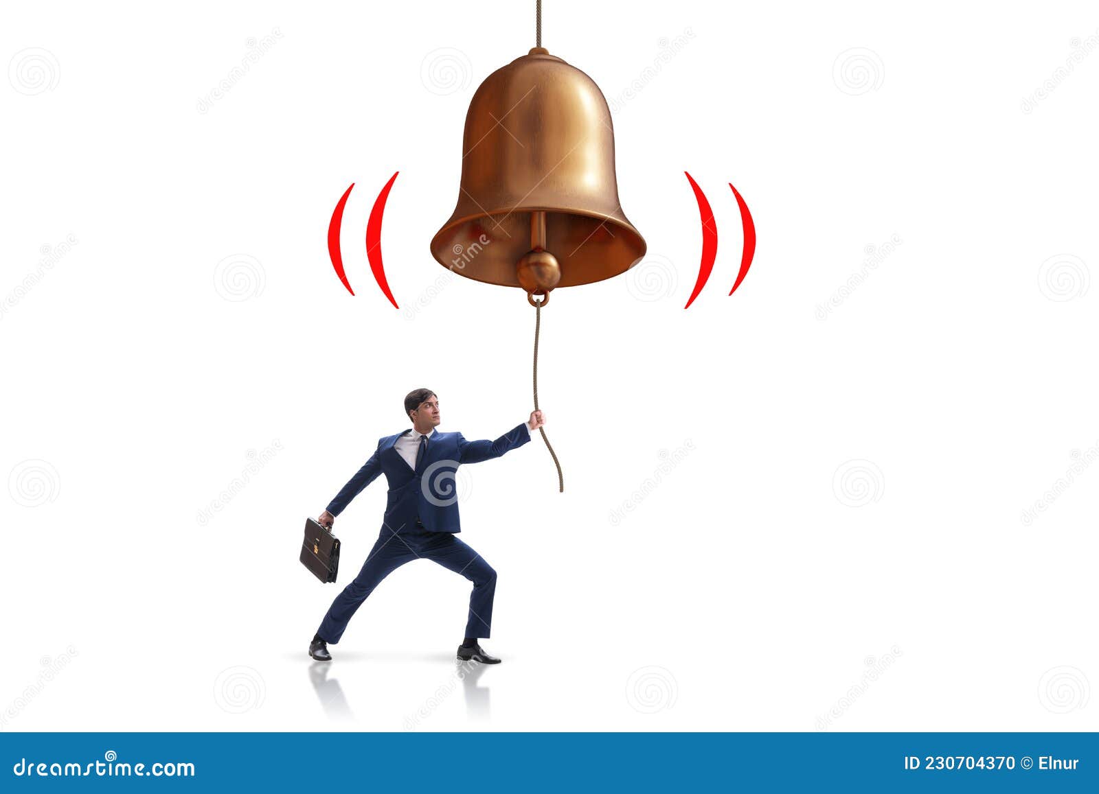 Businessman Ringing the Bell in Case of Danger Stock Photo - Image of ...