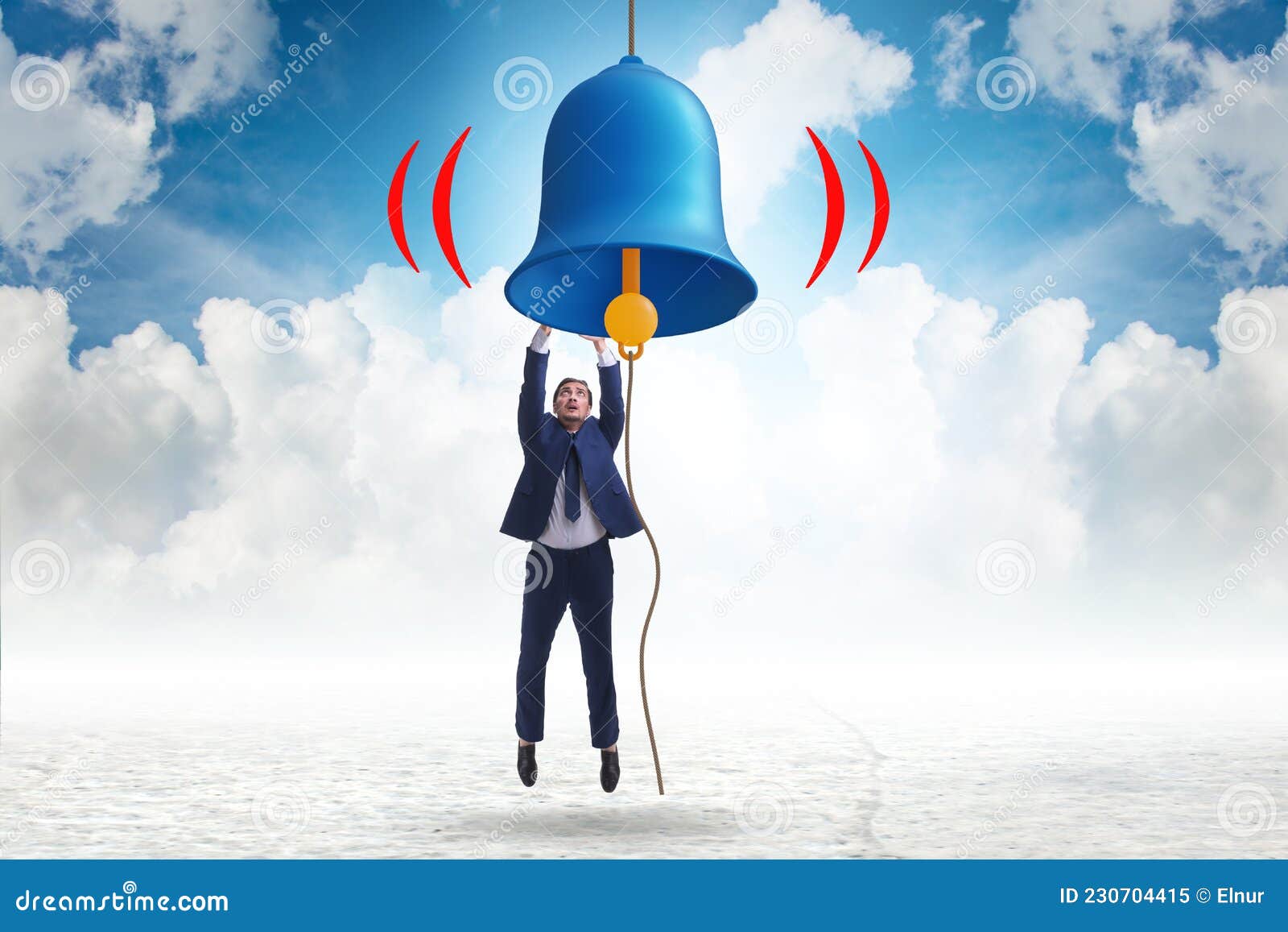 Businessman Ringing the Bell in Case of Danger Stock Image - Image of ...