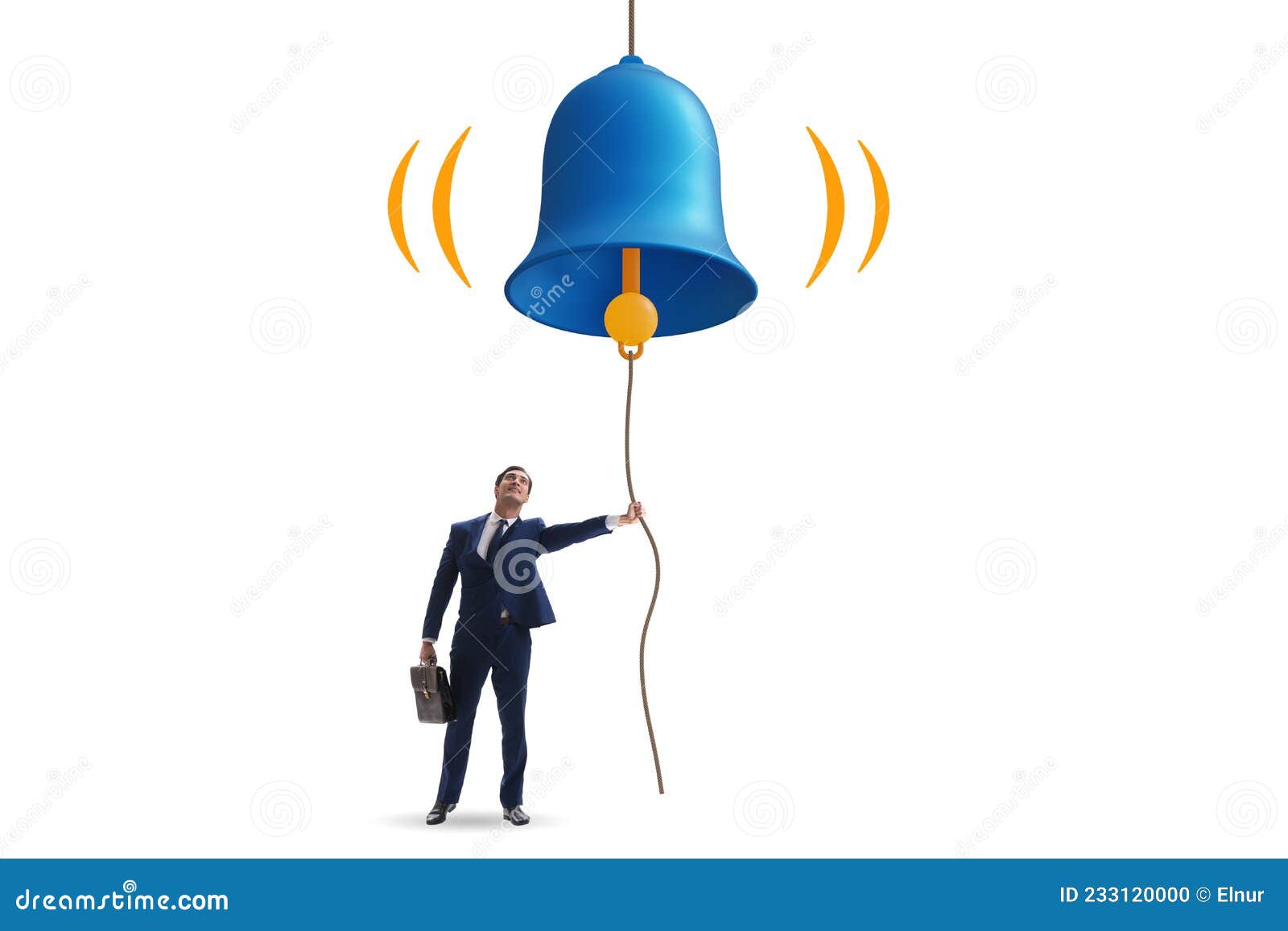 Businessman Ringing the Bell in Case of Danger Stock Photo - Image of ...