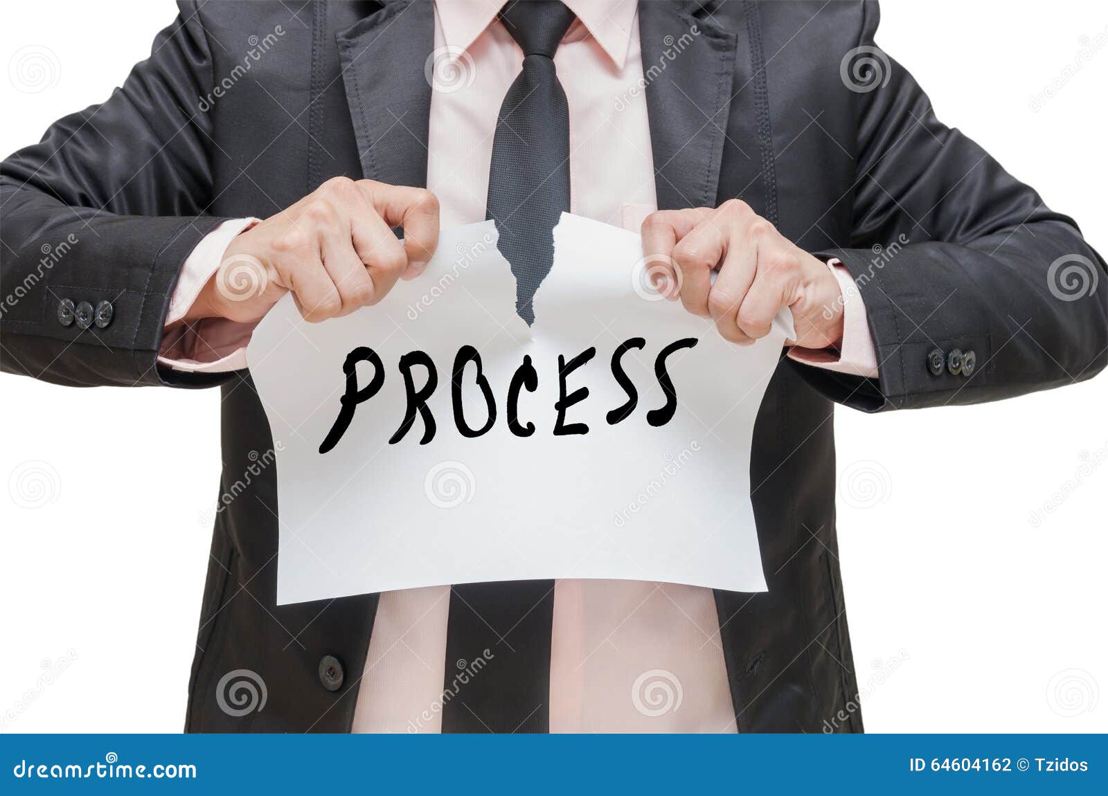 Businessman Ripping Up the PROCESS Sign Stock Photo - Image of ...