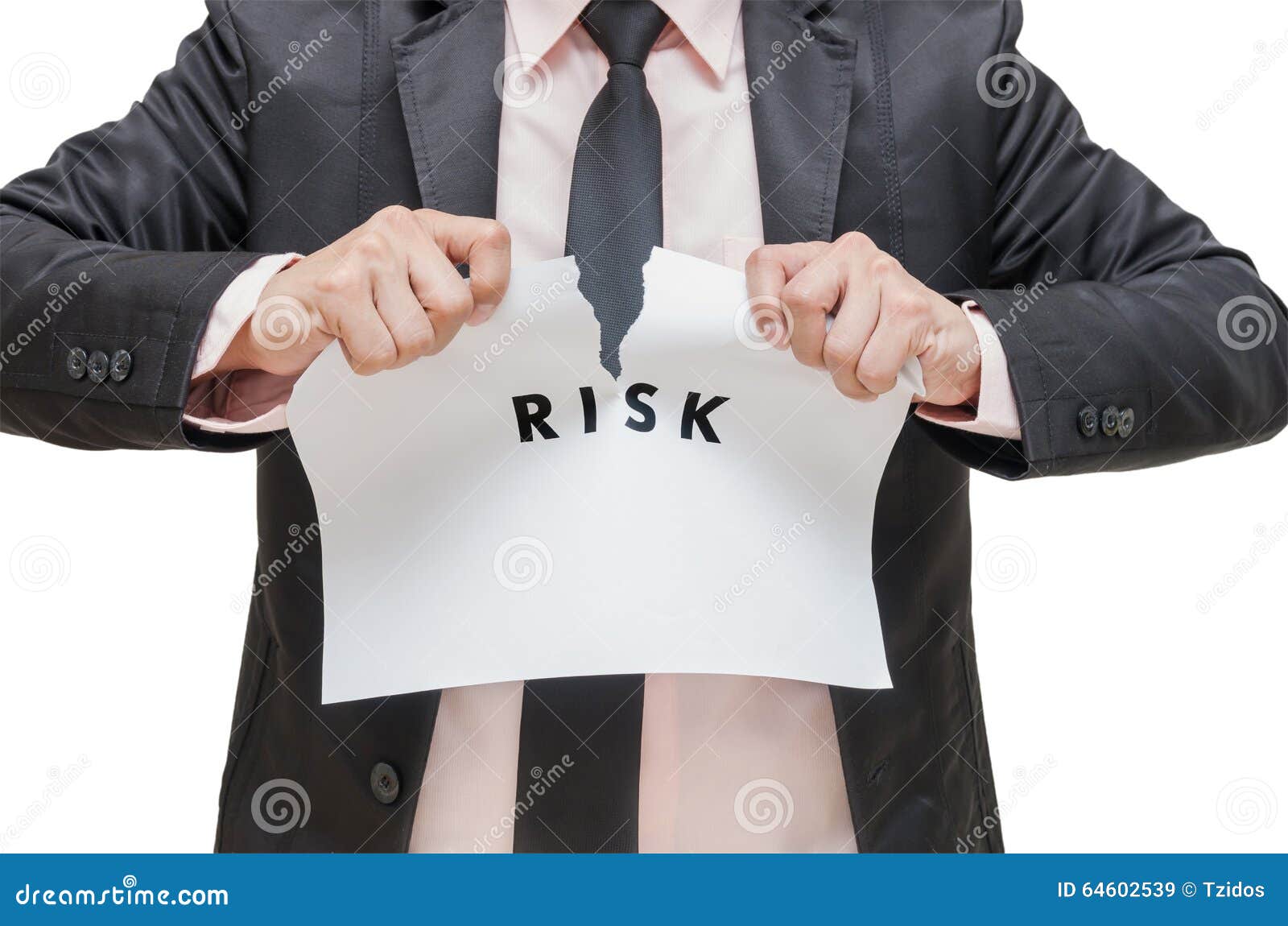 Businessman Ripping Up the RISK Sign Stock Image - Image of person ...