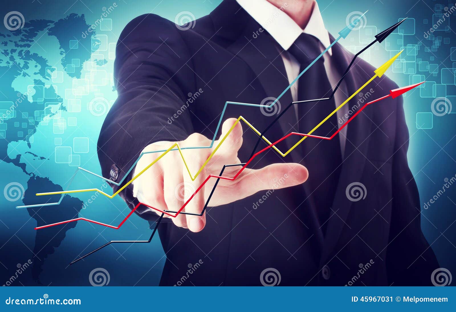 Businessman with Rising Arrows Stock Image - Image of professional ...