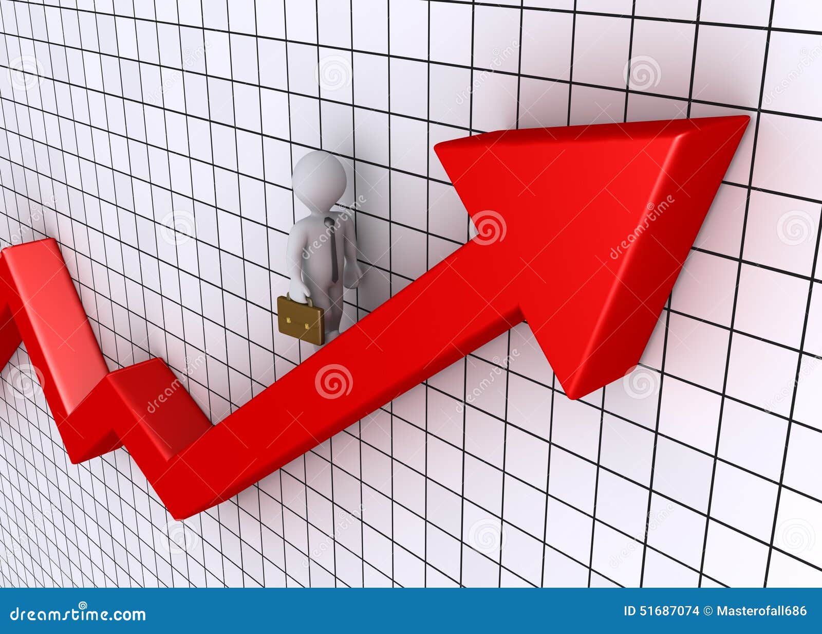 Businessman on a Rising Graph Stock Illustration - Illustration of ...