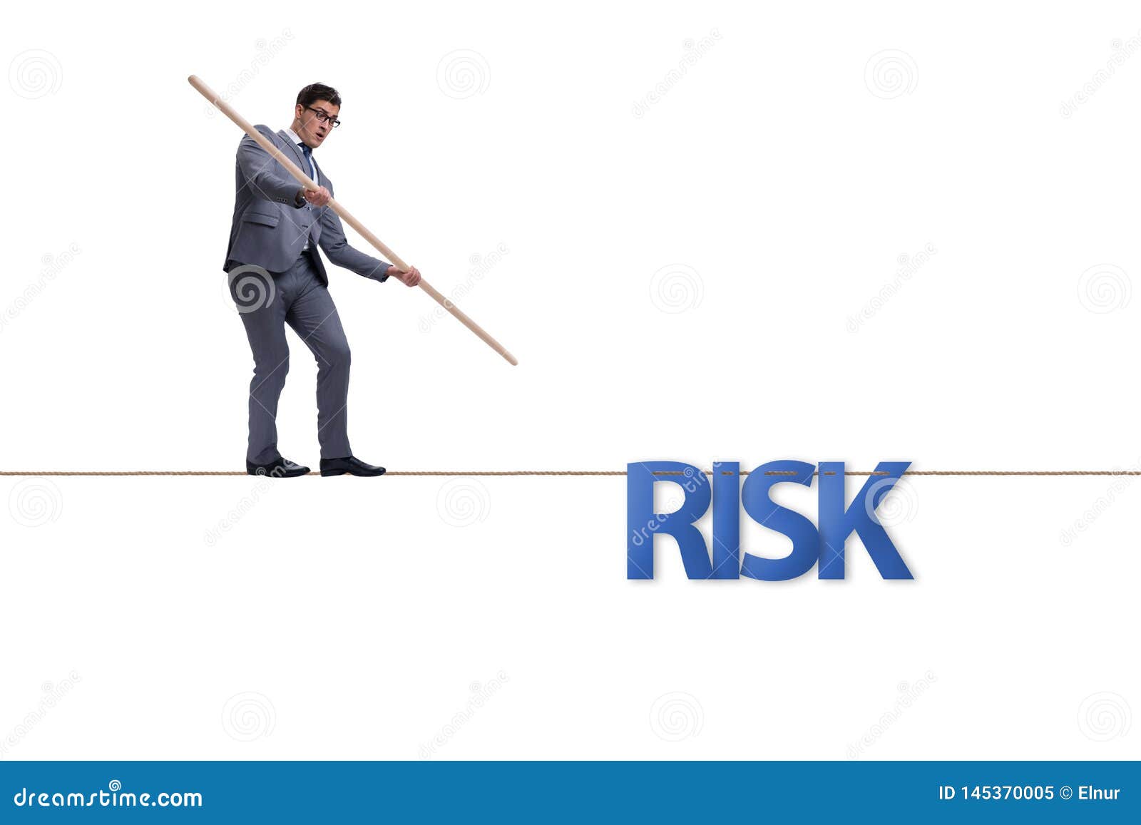 The Businessman in Risk Concept Walking on Tight Rope Stock Image ...