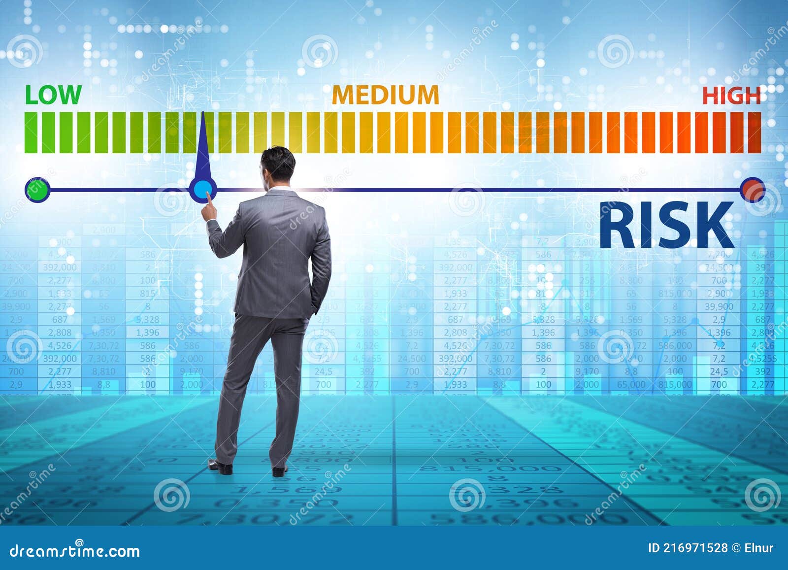 Businessman in Risk Metering and Management Concept Stock Illustration ...