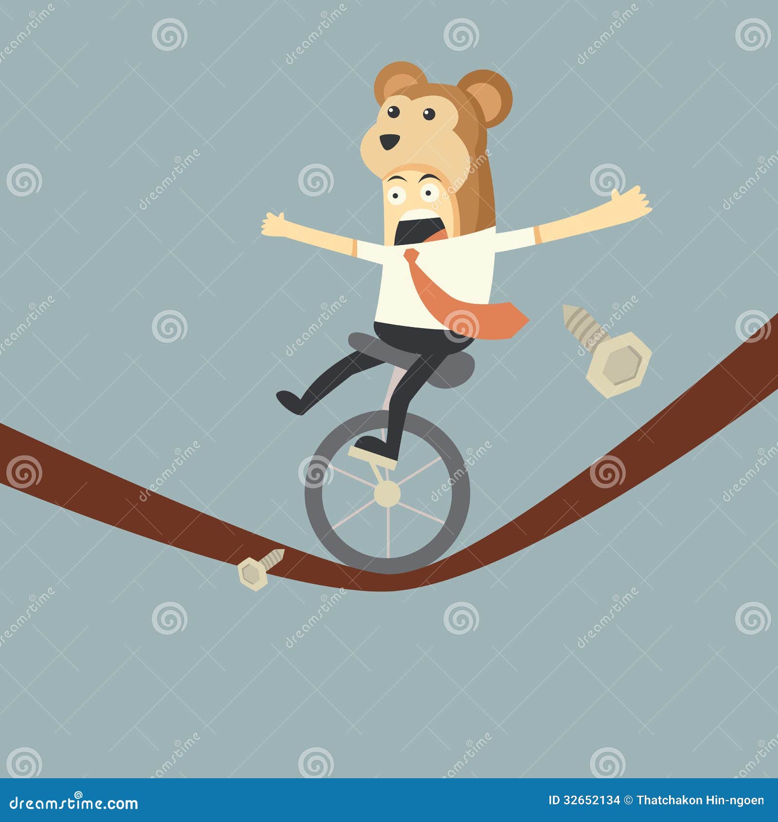 A Businessman Risk Climbing Ropes Across The Abyss Cartoon Vector ...