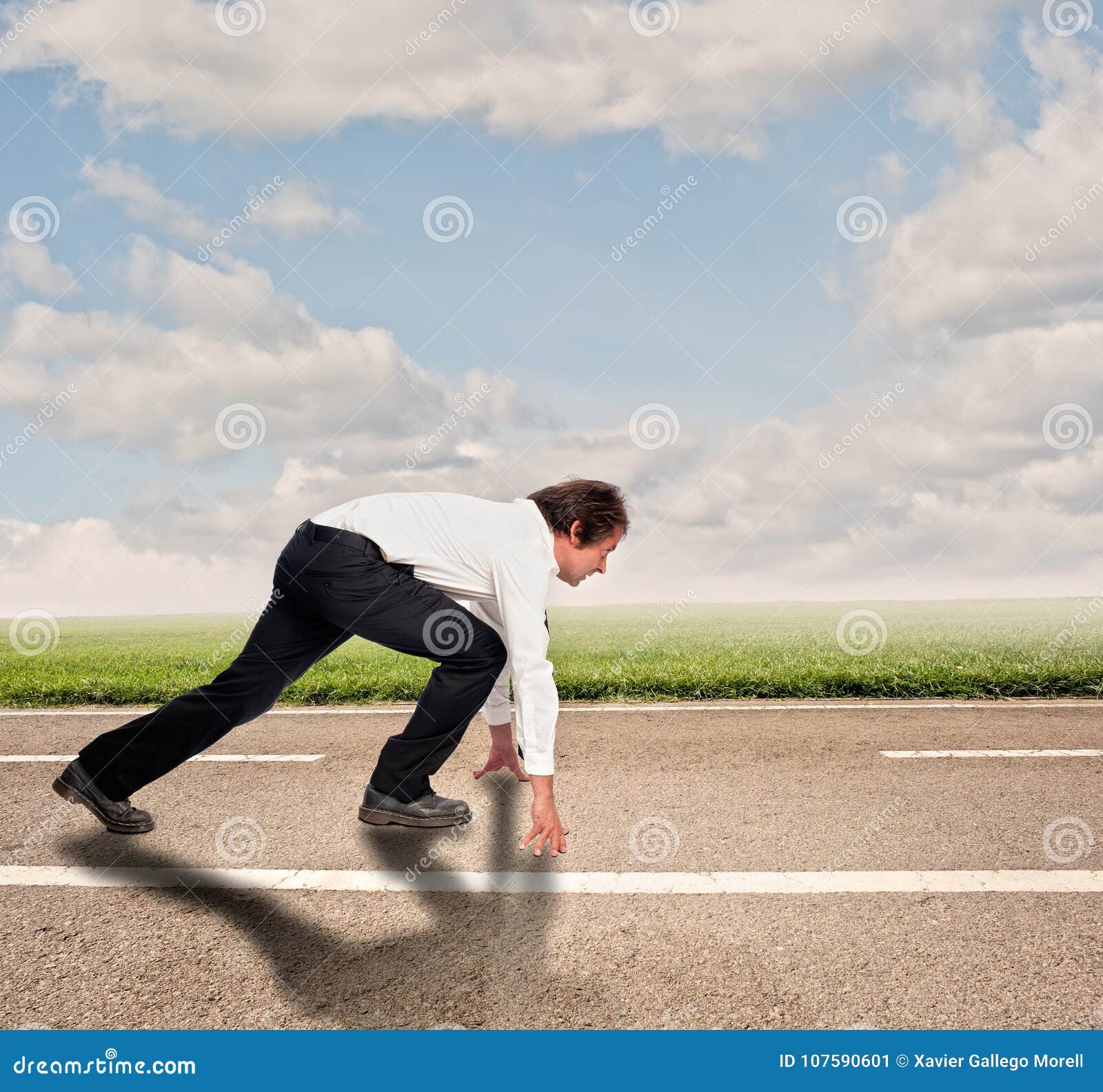 Businessman on a Road Ready To Run Stock Image - Image of race ...