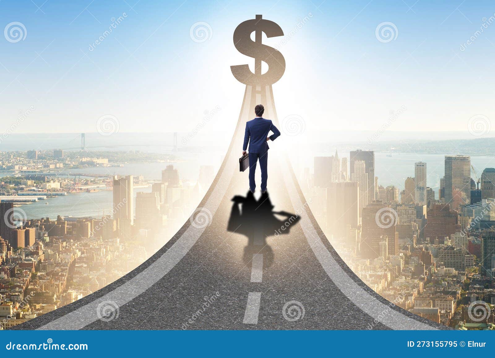Businessman on the Road To Wealth Stock Image - Image of goal, path ...