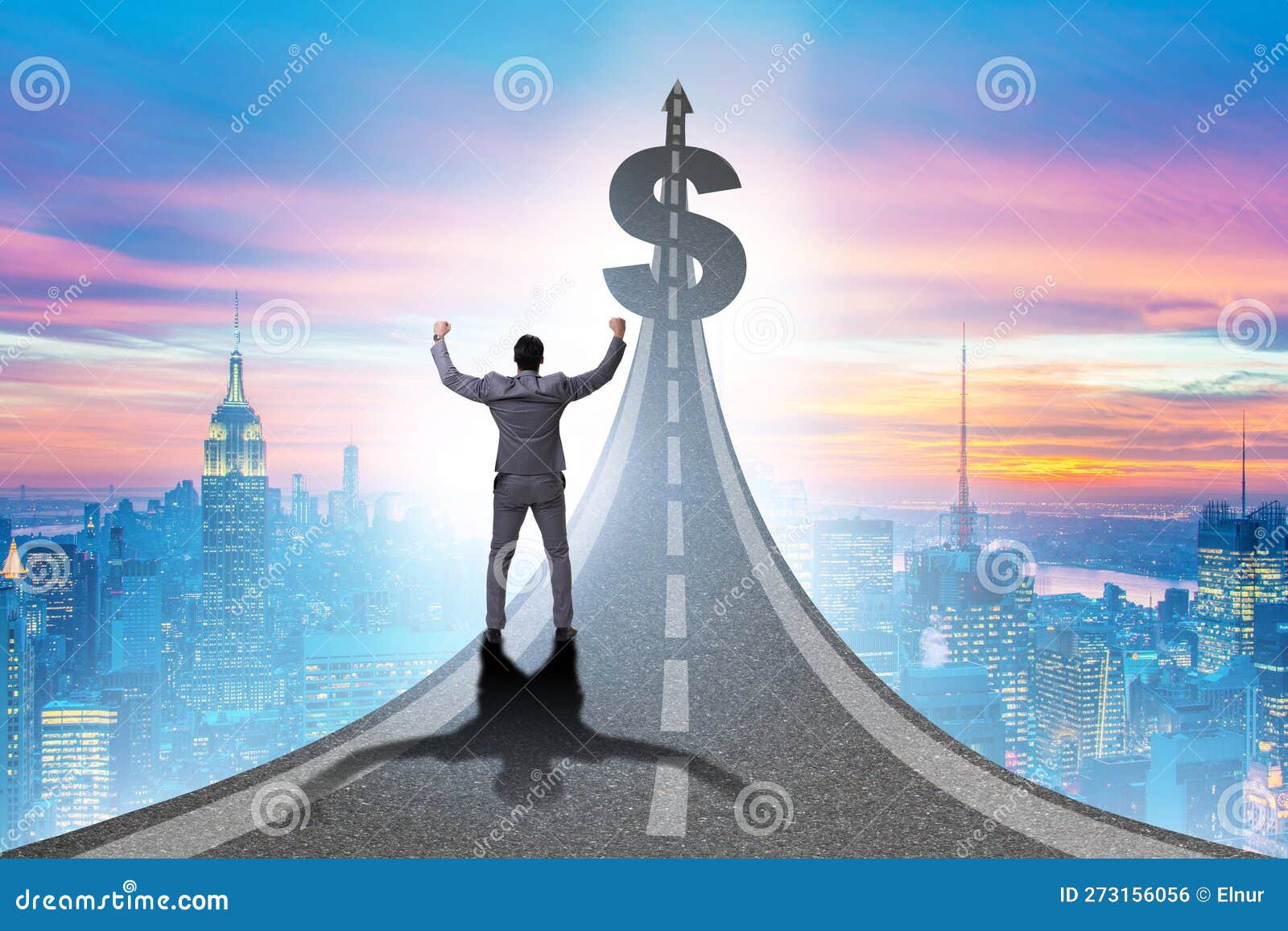 Businessman on the Road To Wealth Stock Photo - Image of highway ...