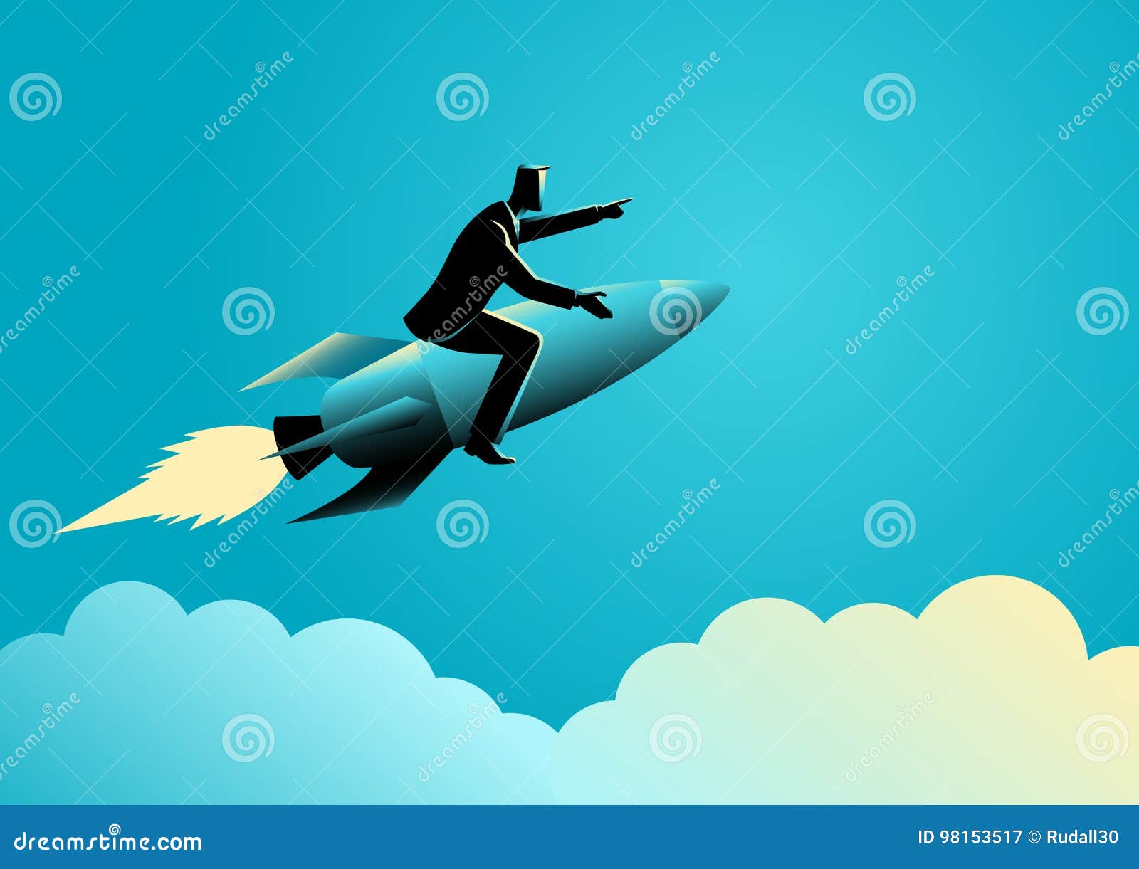 Businessman on a rocket stock vector. Illustration of rocket - 98153517