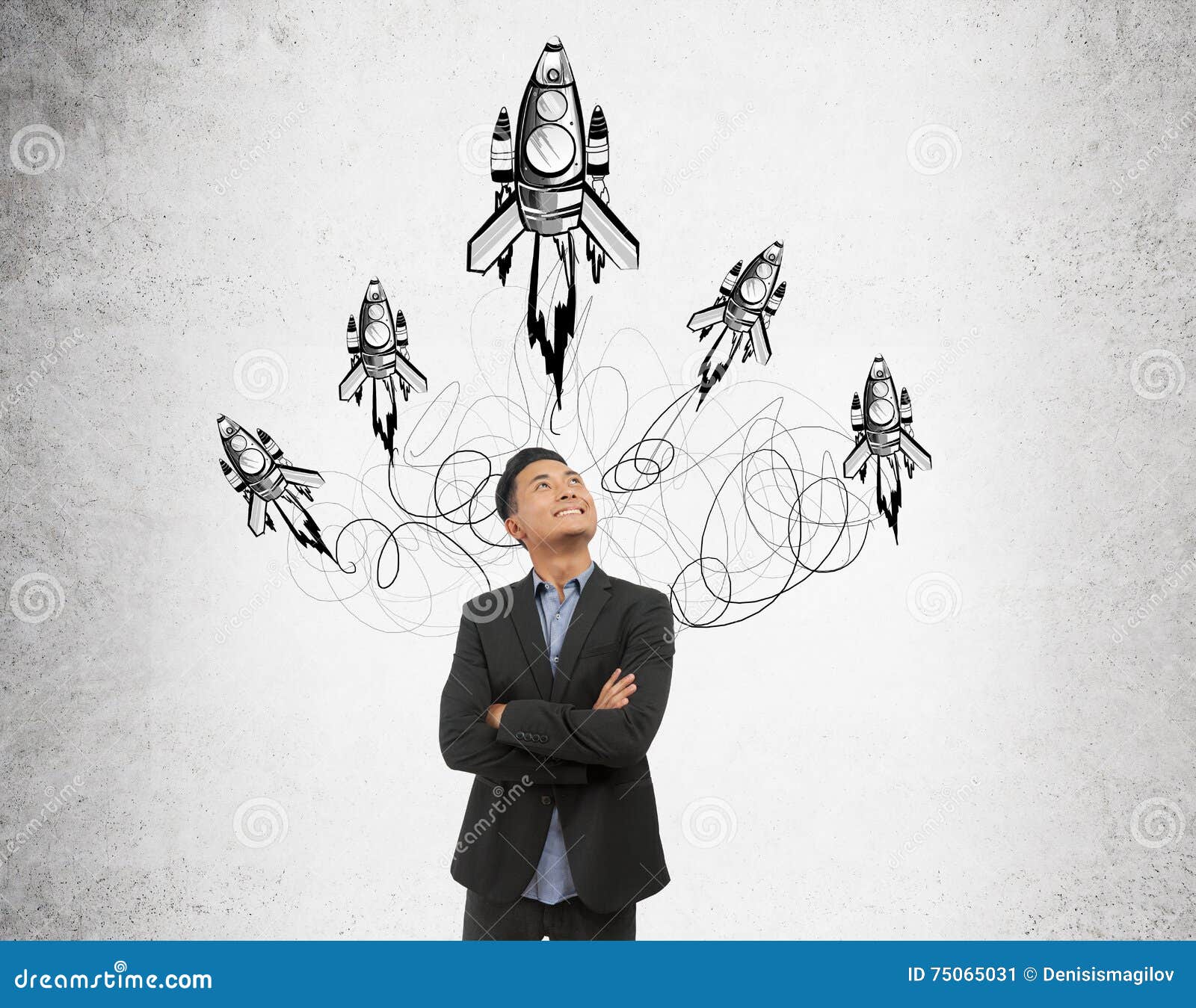 Businessman with Rocket Sketch Stock Image - Image of finance, decide ...