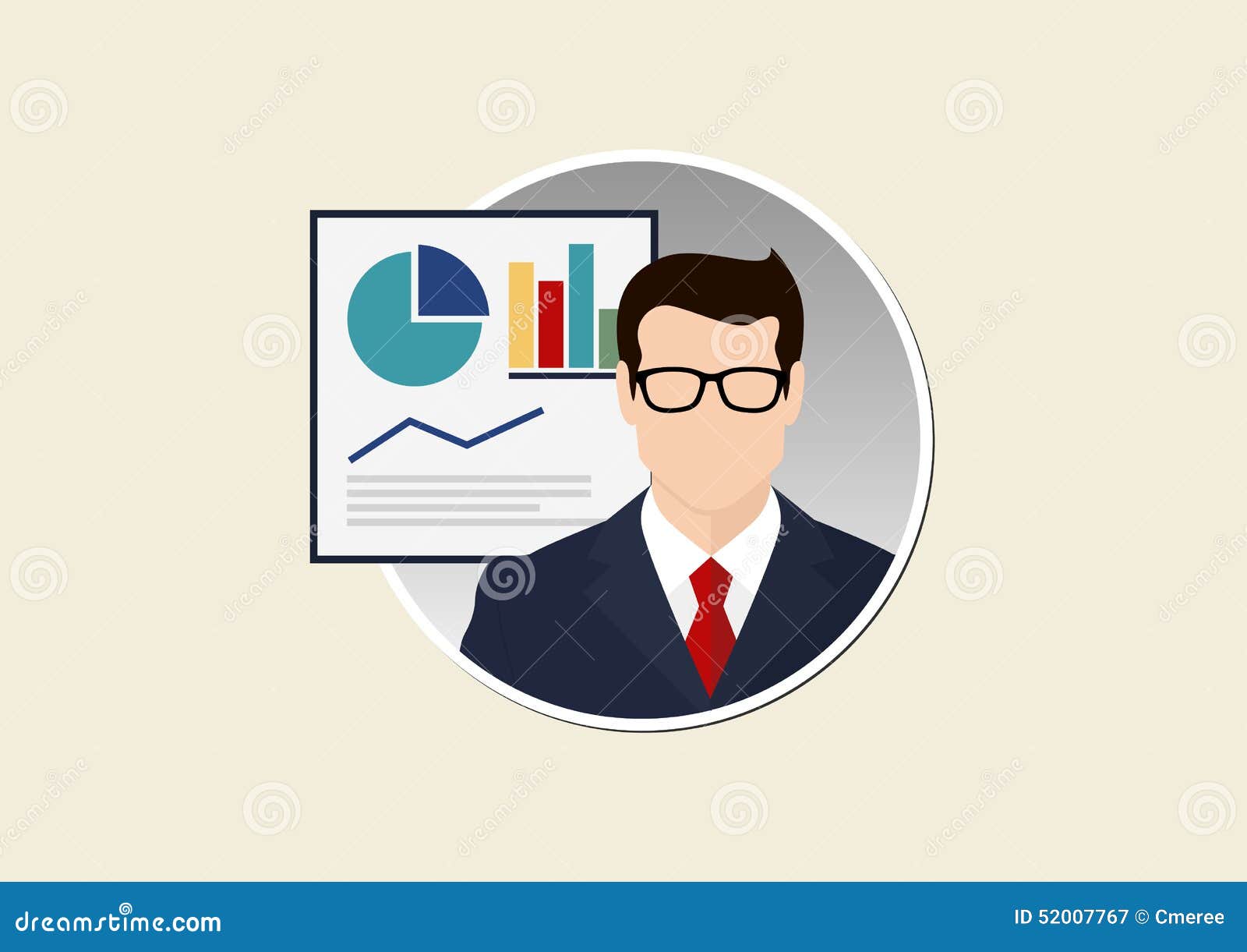 Businessman Round Illustration Stock Vector - Illustration of ison ...