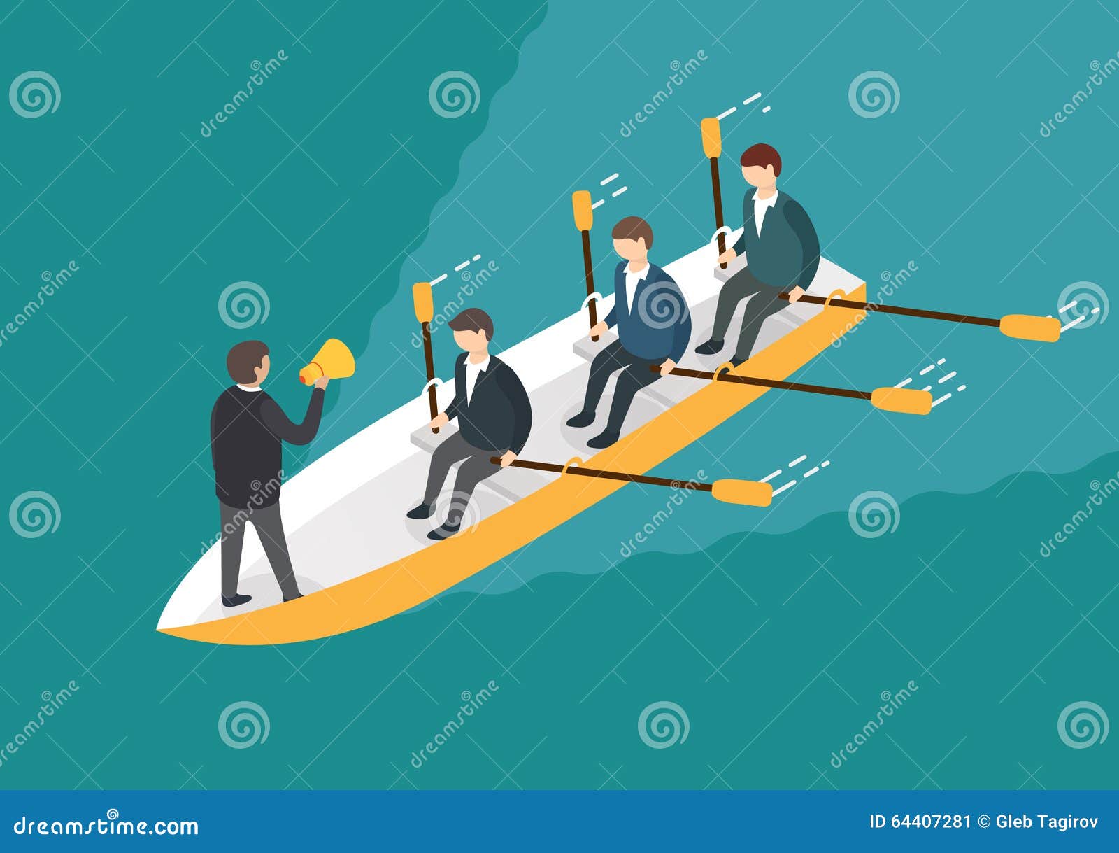 Businessman Rowing Team, Teamwork Concept. Isometric 3d Vector Stock ... Businessman Rowing Team, Teamwork Concept. Isometric 3d Vector Stock ...