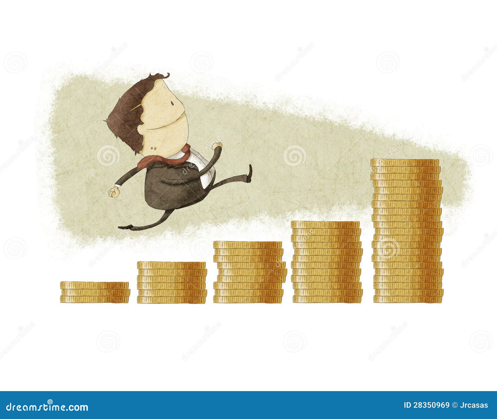 Businessman Run in a Bar Graph Coin Stock Illustration - Illustration ...