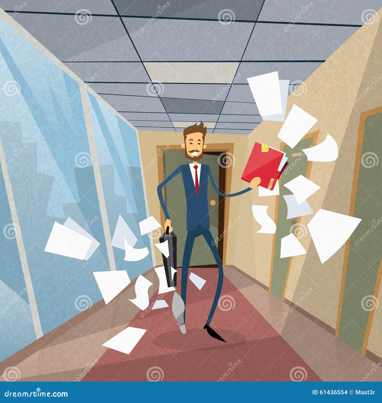 Businessman Run from Office Document Papers Stock Vector - Illustration ...