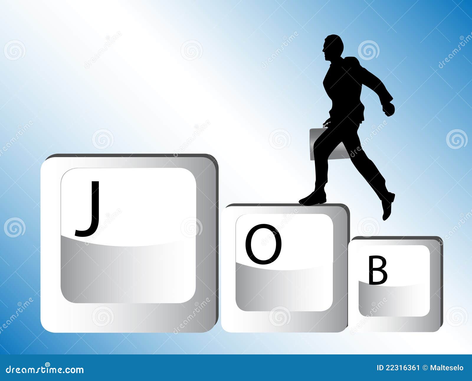 Businessman Run Over Word Job Stock Vector - Illustration of point ...