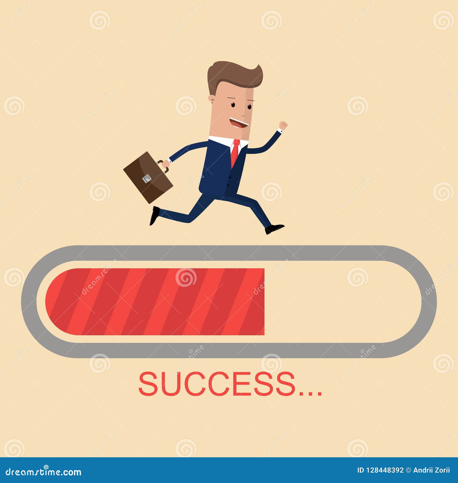 Businessman Run on Progress Loading Bar, Success Concept. Vector ...