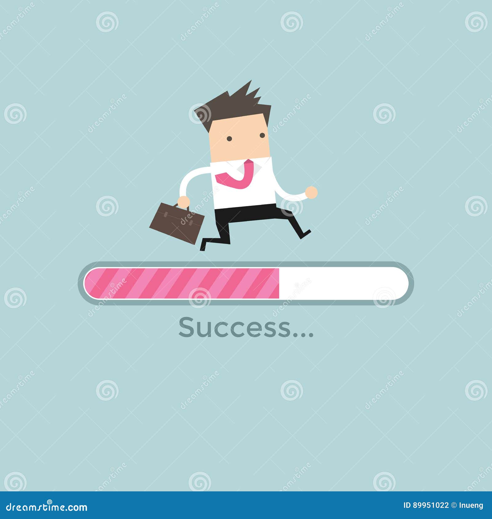 Businessman Run on Progress Loading Bar, Success Concept Stock Vector ...