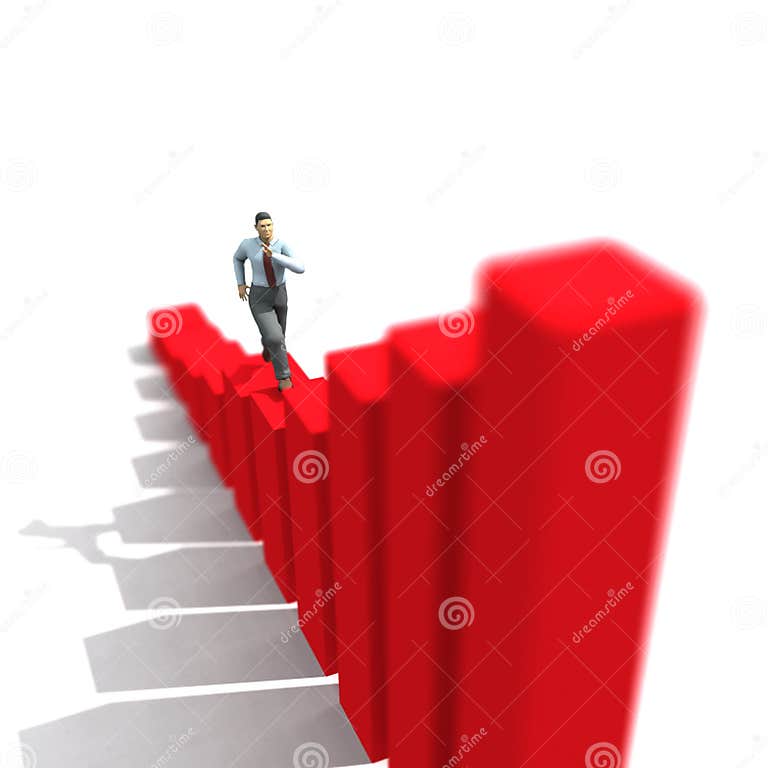 Businessman Run Up on Graph Stock Illustration - Illustration of money ...
