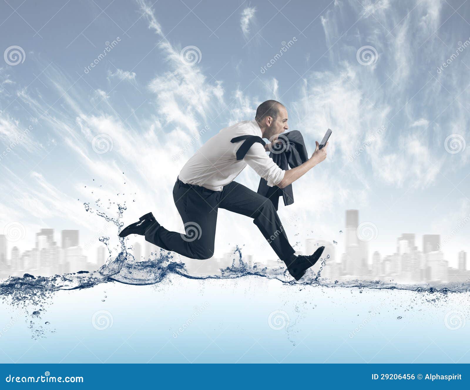 Businessman Run on the Water Stock Photo - Image of droplet, clean ...