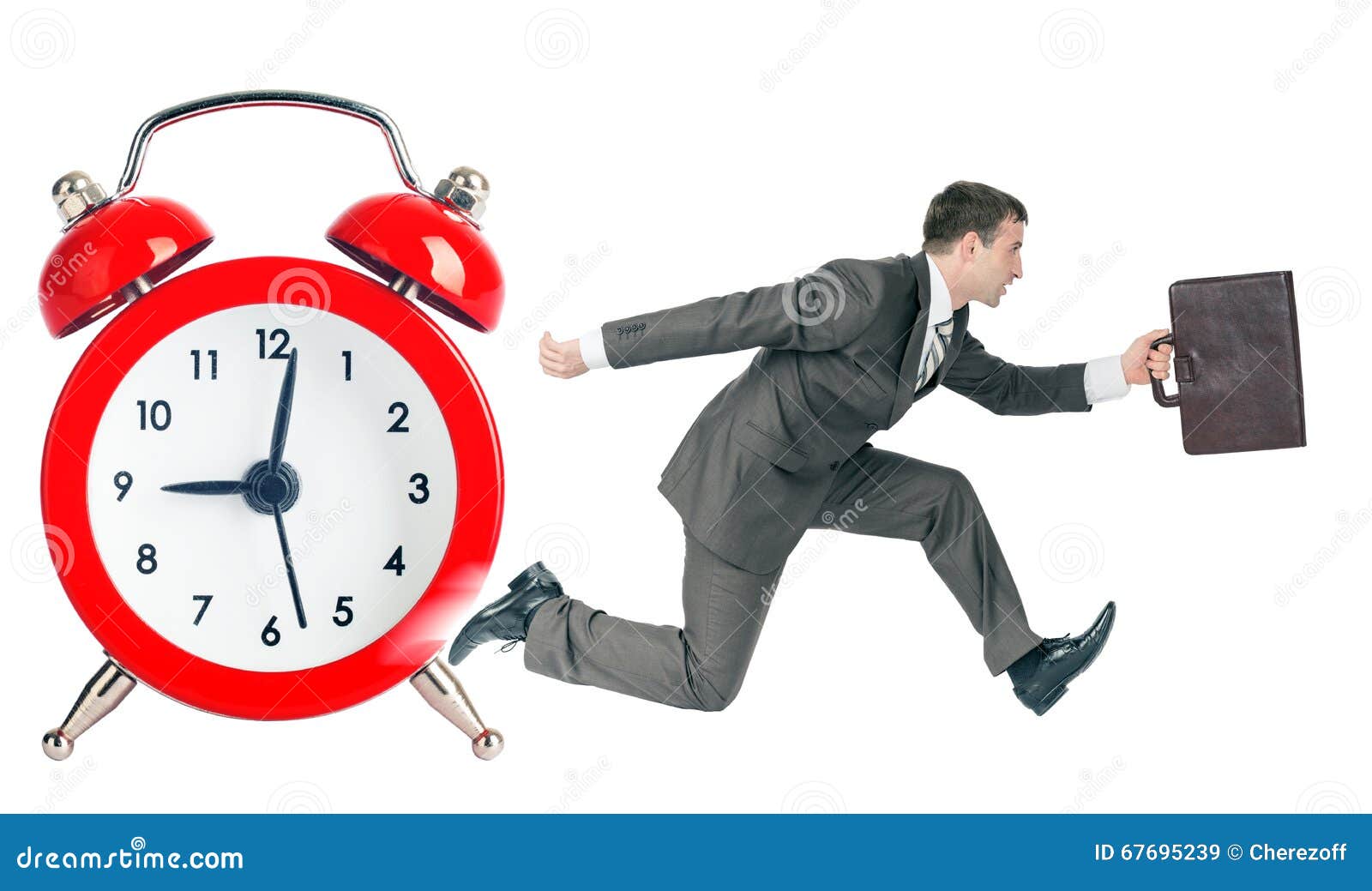 Businessman Runaway from Alarm Clock Stock Image - Image of commuter ...