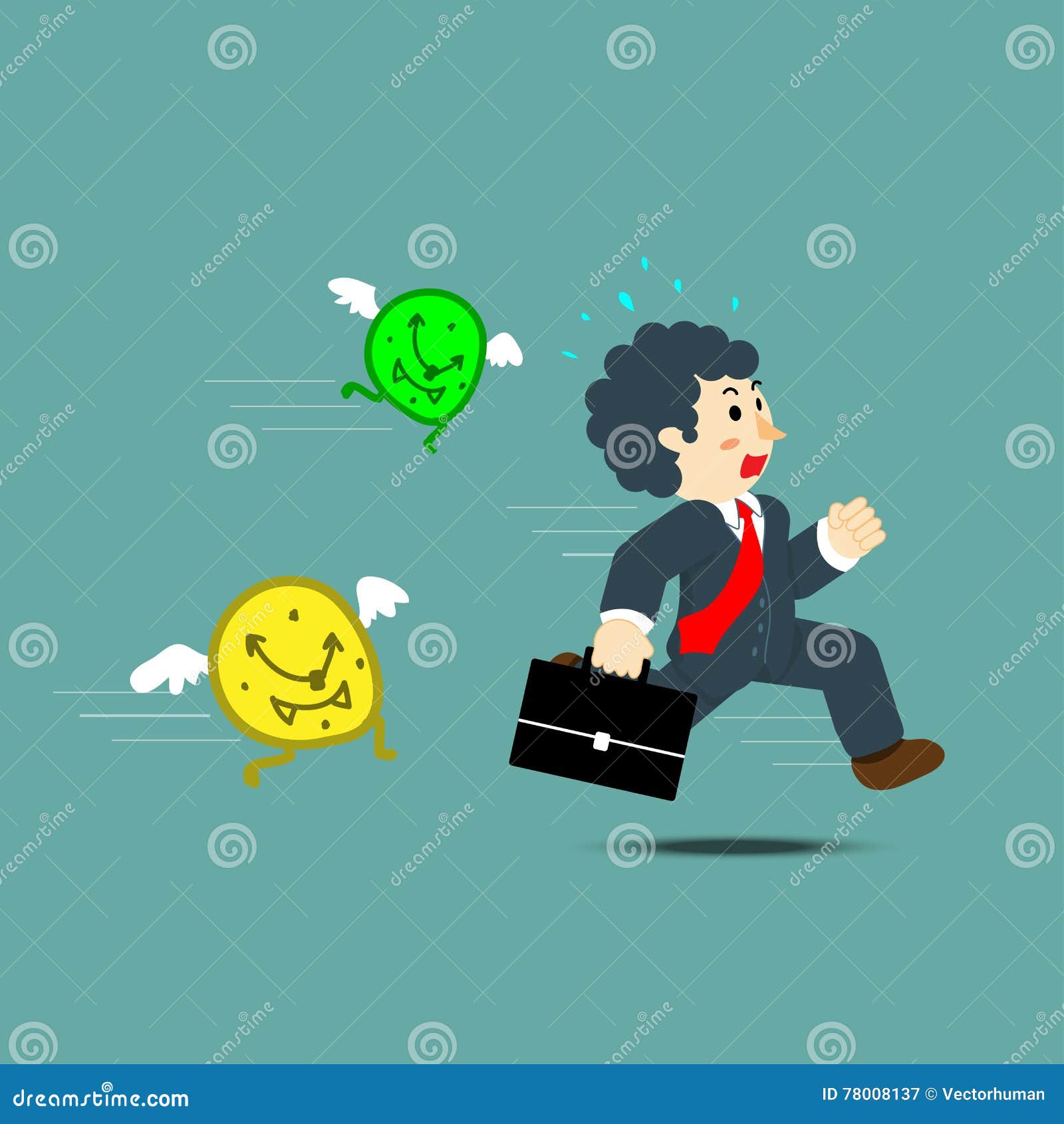 Businessman is Running Against Time Stock Vector - Illustration of time ...