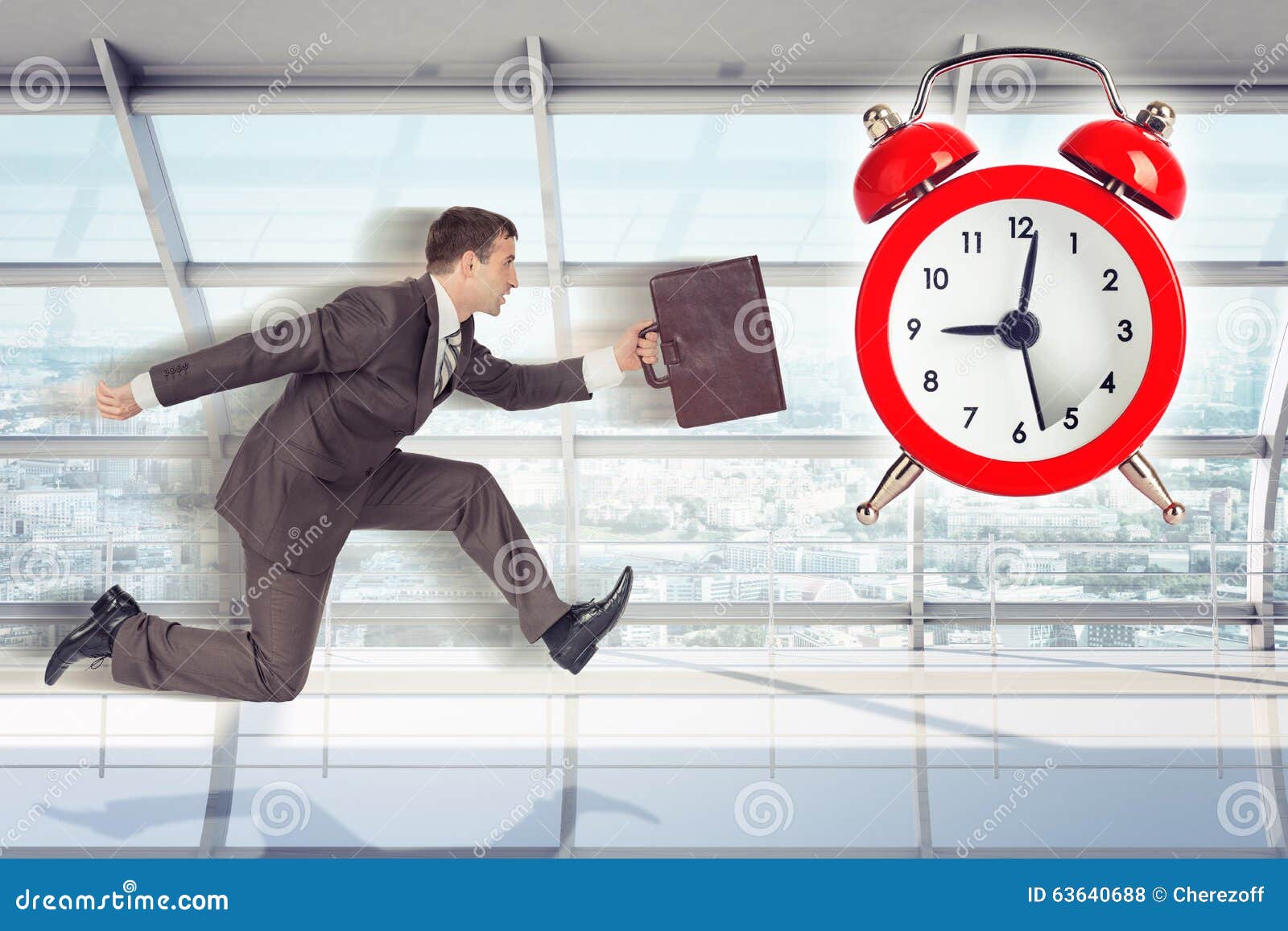 Businessman Running with Alarm Clock Background Stock Photo - Image of ...