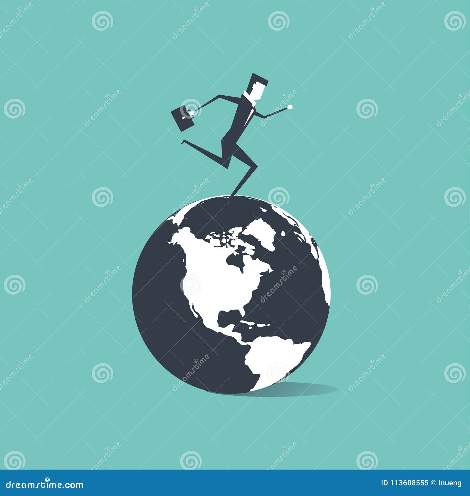 Businessman Running Around the World. Stock Vector - Illustration of ...