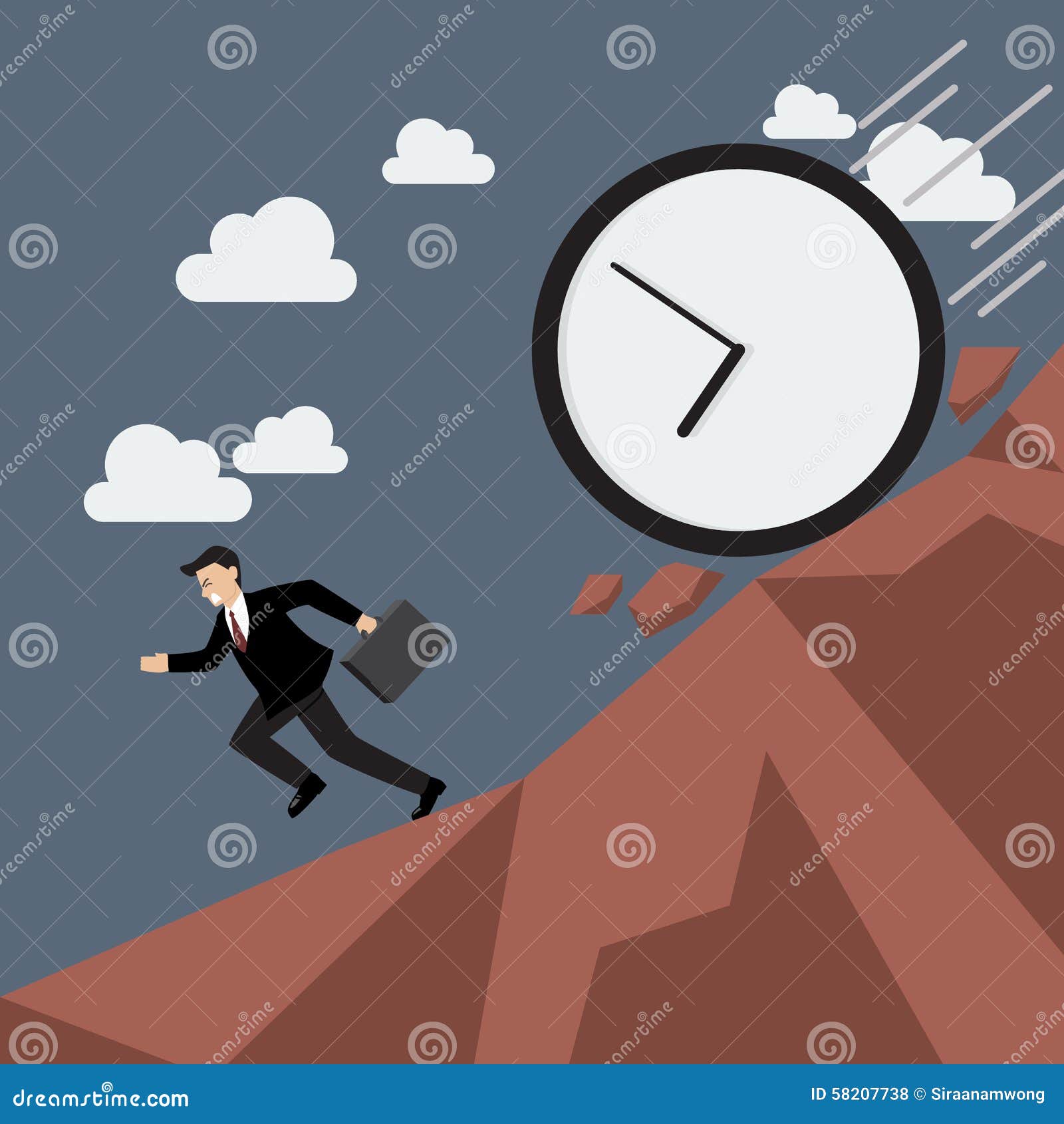 Businessman Running Away from Clock Attack Stock Vector - Illustration ...