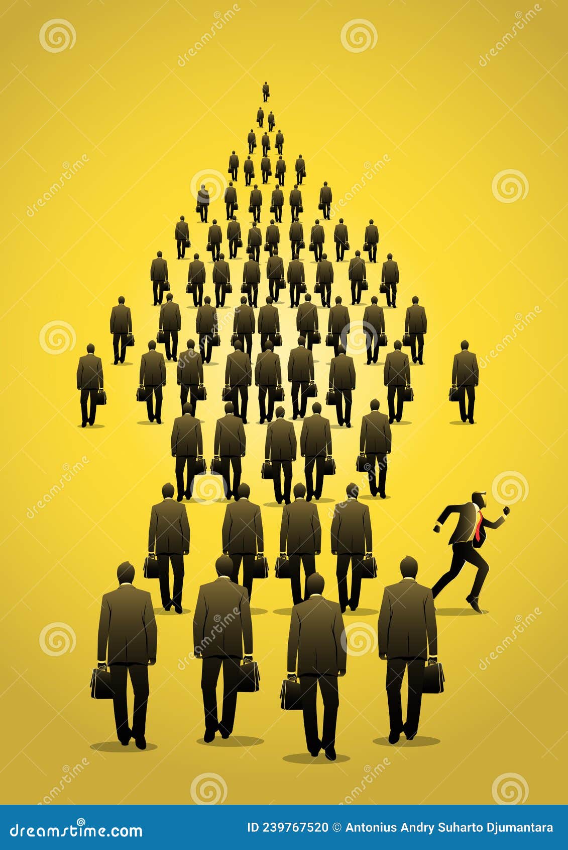 Businessman Running Away from Crowd Stock Vector - Illustration of ...