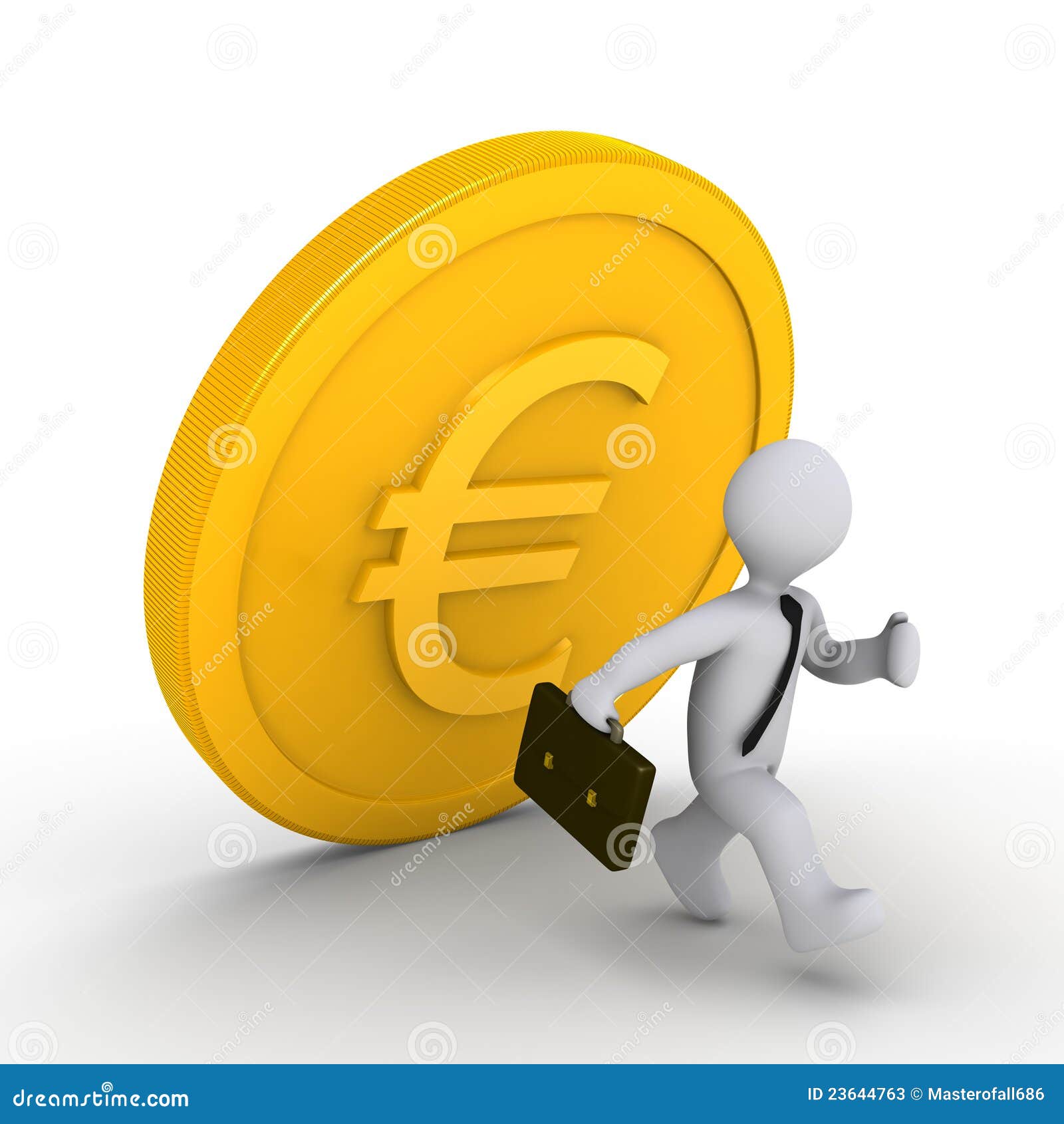 Businessman Running Away from Falling Euro Coin Stock Illustration ...