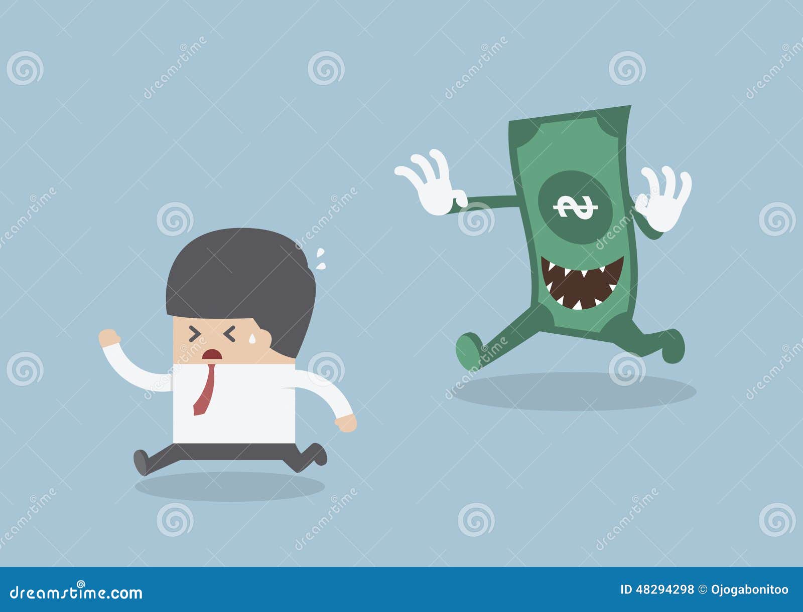 Businessman Running Away from the Money Monster Stock Vector ...