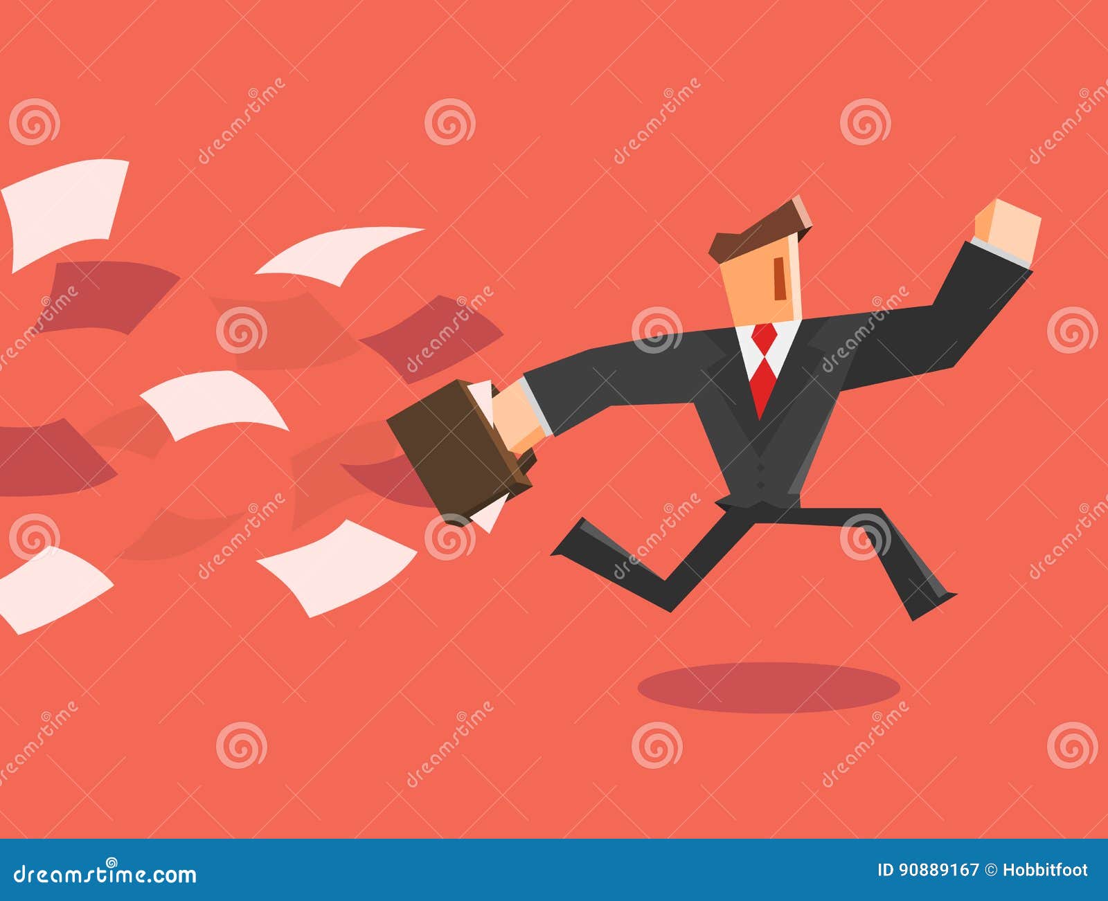Businessman Running Away from Paper. Stock Vector - Illustration of ...
