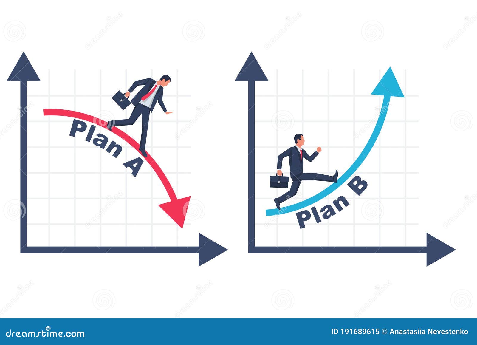 Businessman Running Business Graph on Up and Down Stock Illustration ...